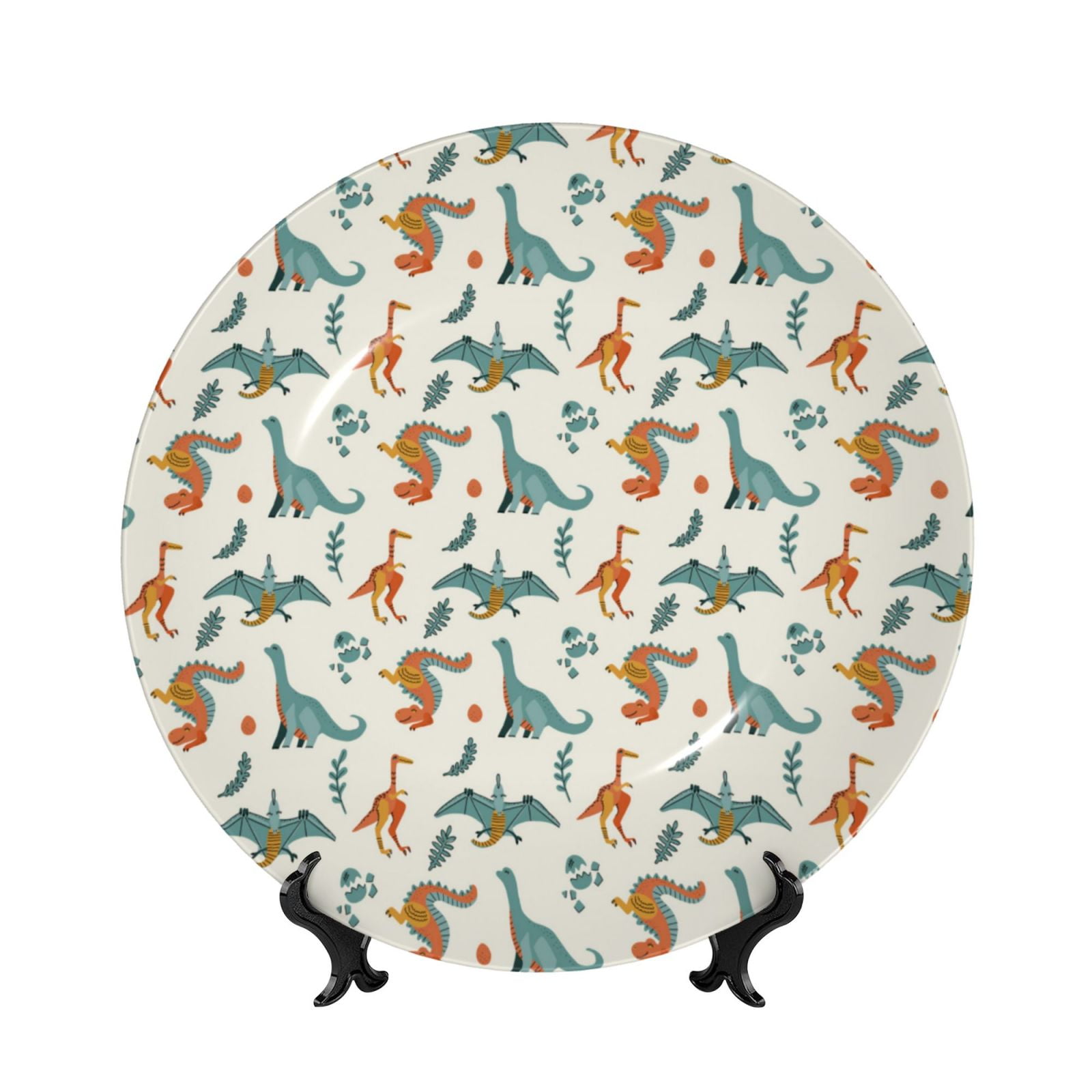 Yiaed Summer Dinosaur Print Bone China Decorative Plate Ceramic Dinner ...
