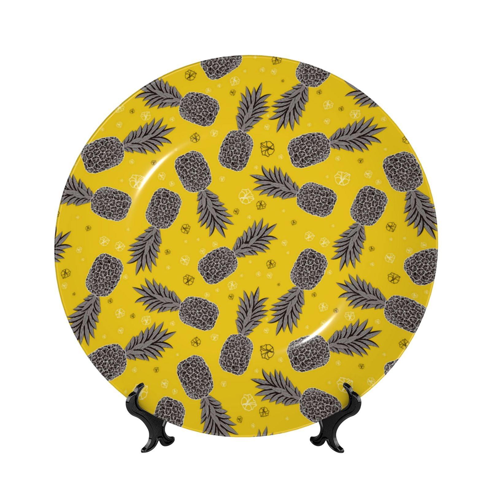 Yiaed Summer Pineapple Print Bone China Decorative Plate Ceramic Dinner ...