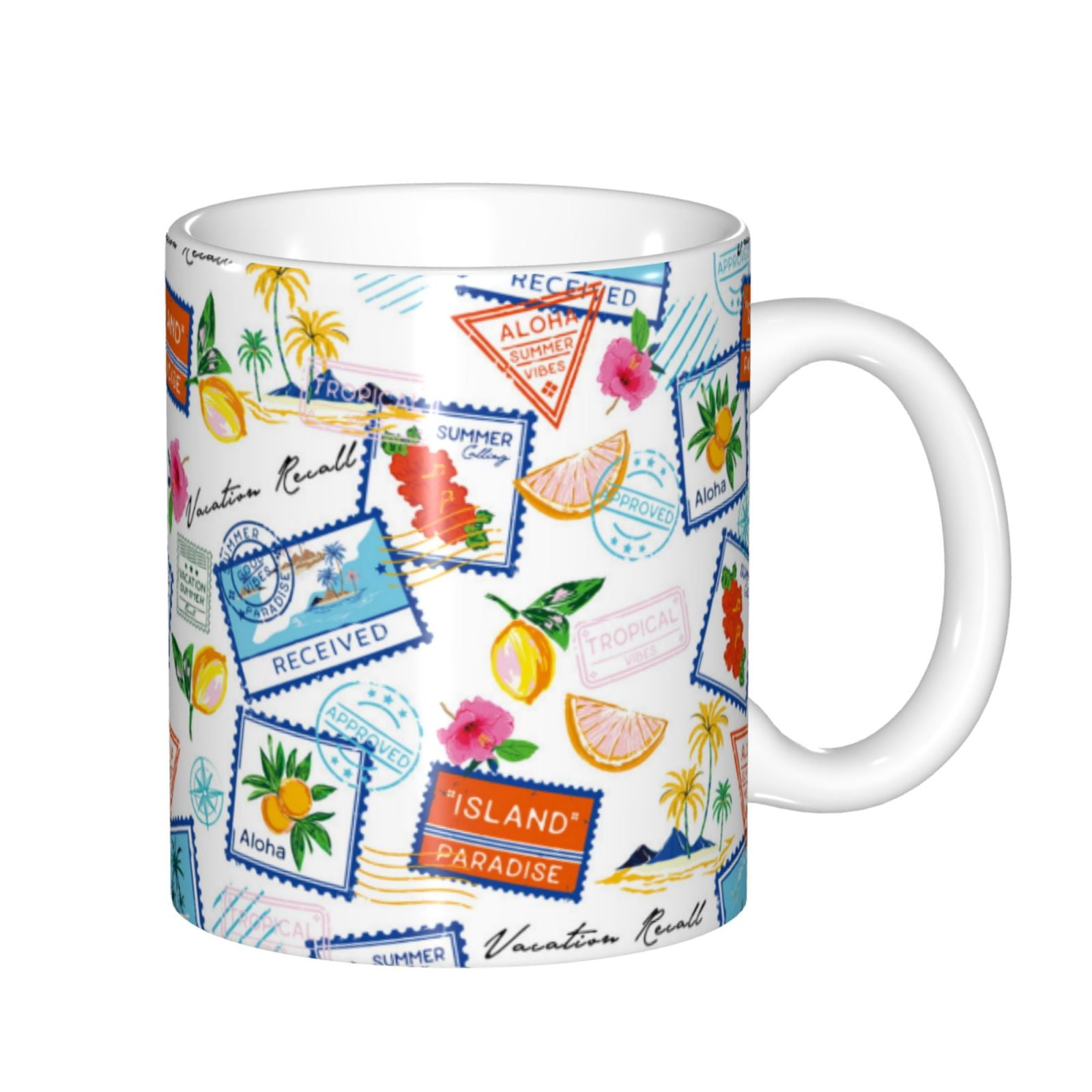 Yiaed Summer Stamp Print Ceramics Coffee,Large Handle Design,Extra ...