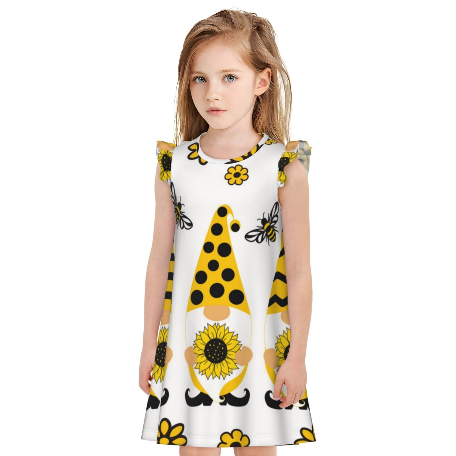 Yiaed Sunflower Gnome Print Girls Nightgowns, Princess Pajama Dresses ...