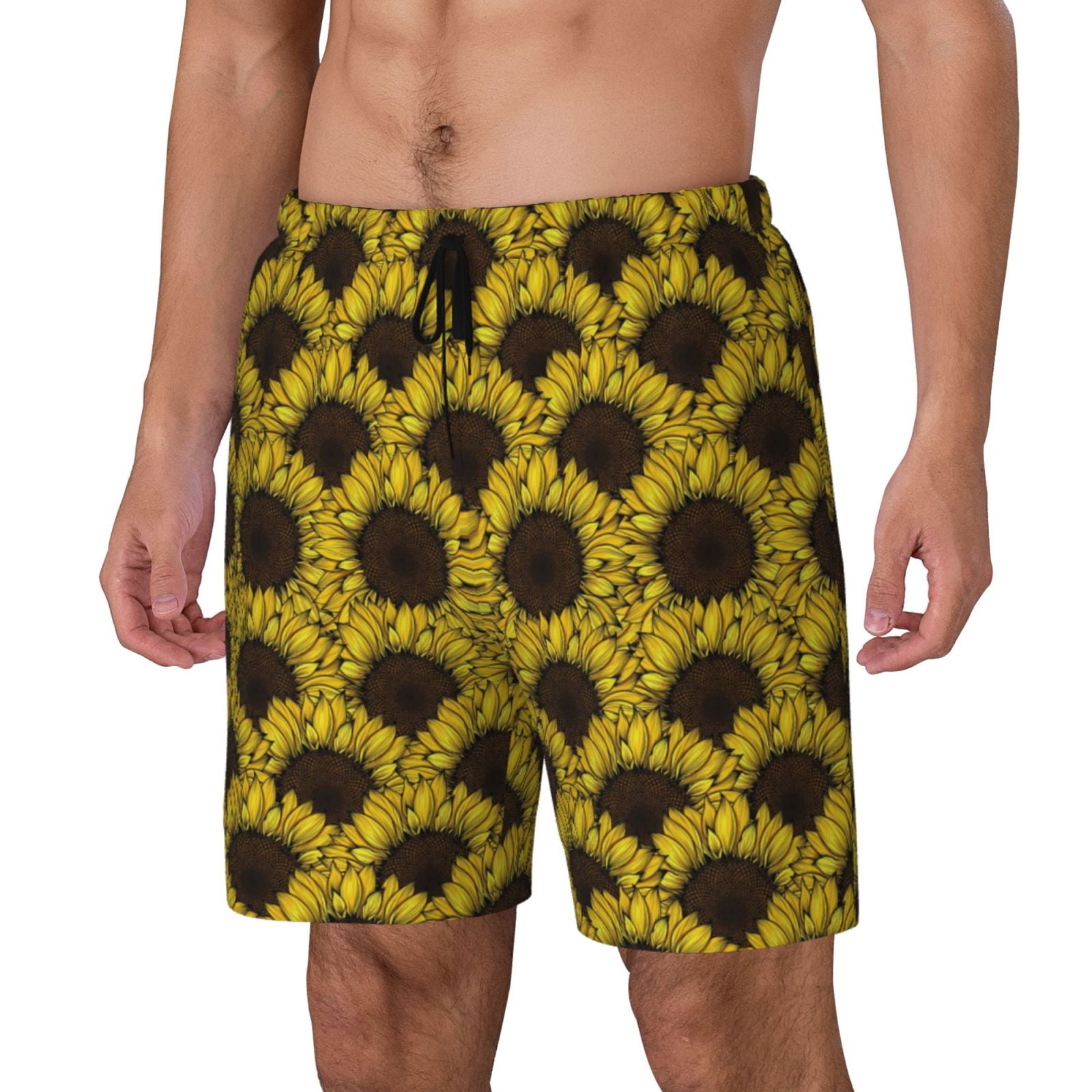 Yiaed Sunflowers 3 Print Mens Swim Trunks Bathing Suit Compression ...