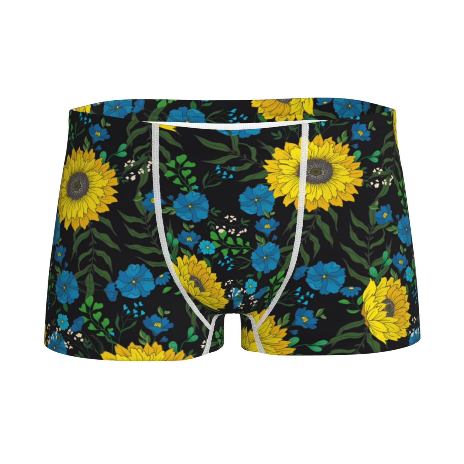 Yiaed Sunflowers And Blue Flower Print Boys' Boxer Briefs Cotton Casual ...
