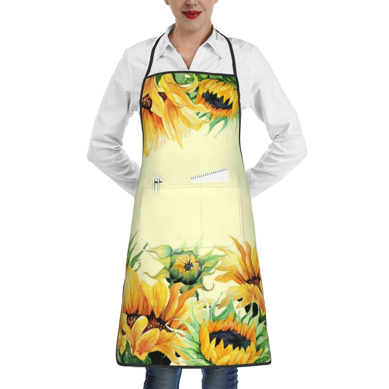 Yiaed Sunflowers On A Yellow Background Print Kitchen Apron with Hand ...