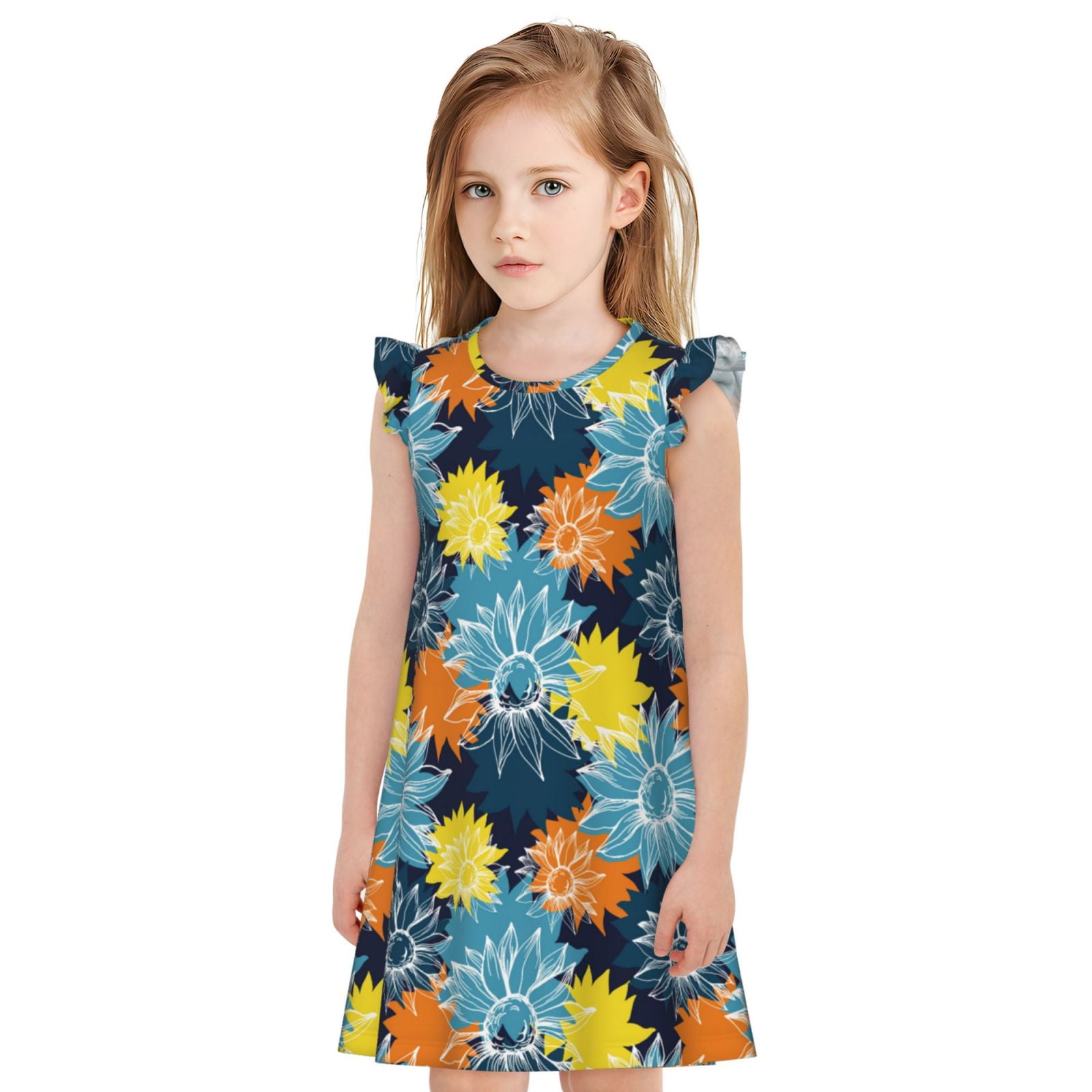 Yiaed Sunflowers Print Girls Nightgowns, Princess Pajama Dresses for ...
