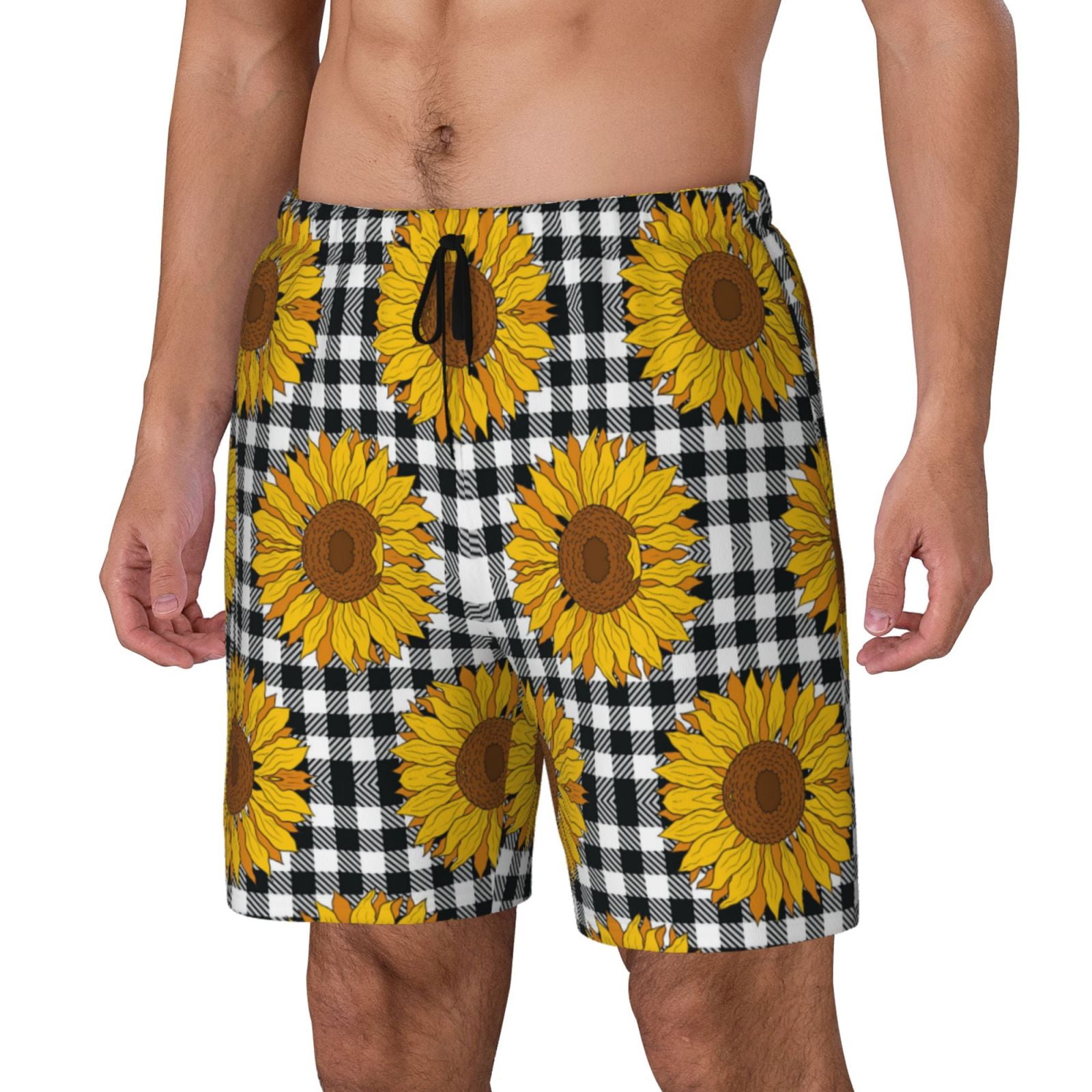 Yiaed Sunflowers Print Mens Swim Trunks Bathing Suit Compression Liner ...