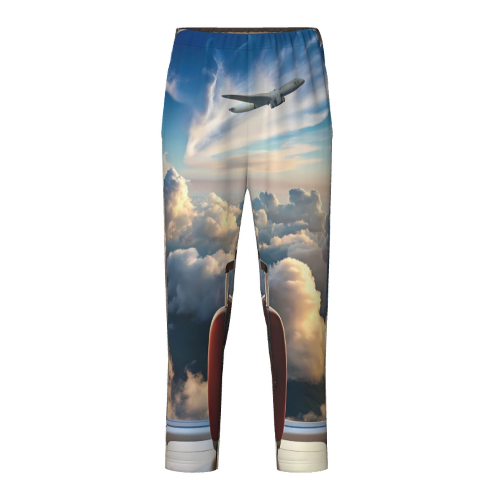 Yiaed Sunset Airplane Travel View Print Teenagers' Lounge Pants, Loose ...