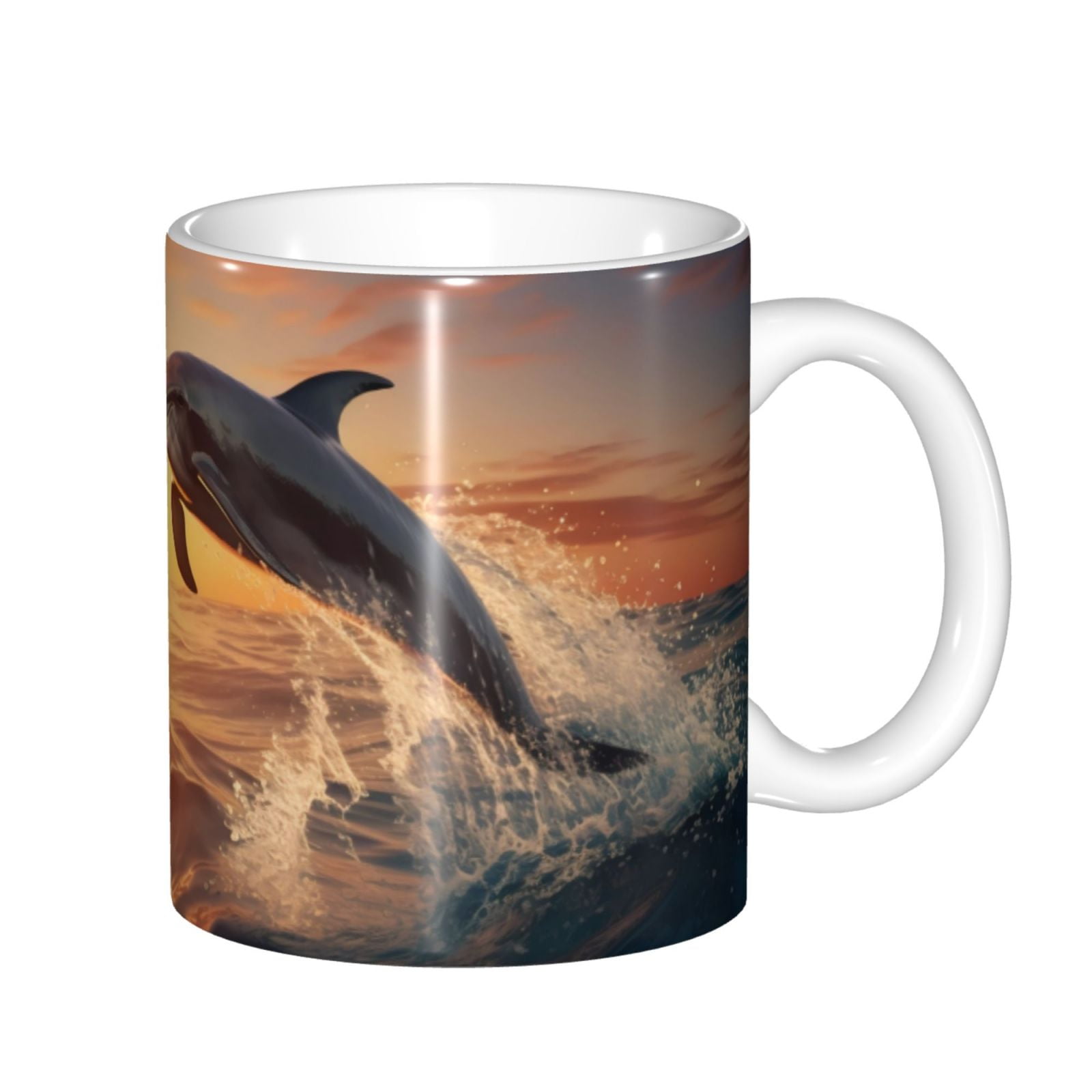 Yiaed Sunset Dancing Dolphin A Print Ceramics Coffee,Large Handle ...