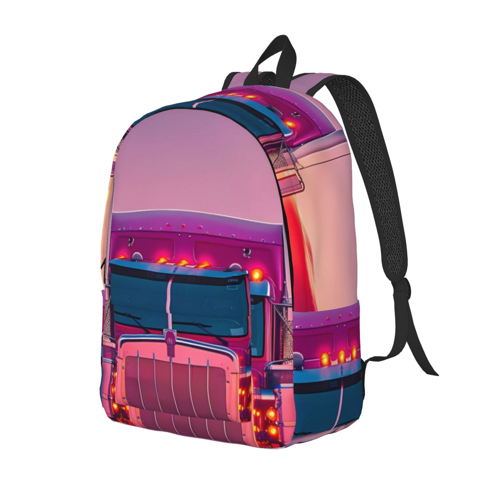 Yiaed Sunset Truck Highway Print Laptop Backpack Travel Canvas Backpack ...