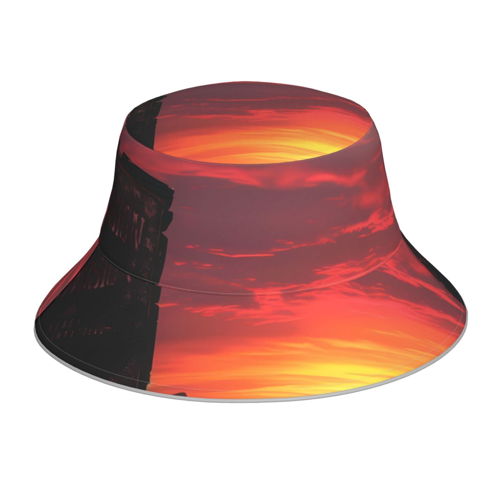 Yiaed Sunset Western Desert Cowboy Print Reflective Stripe Bucket Hat ...