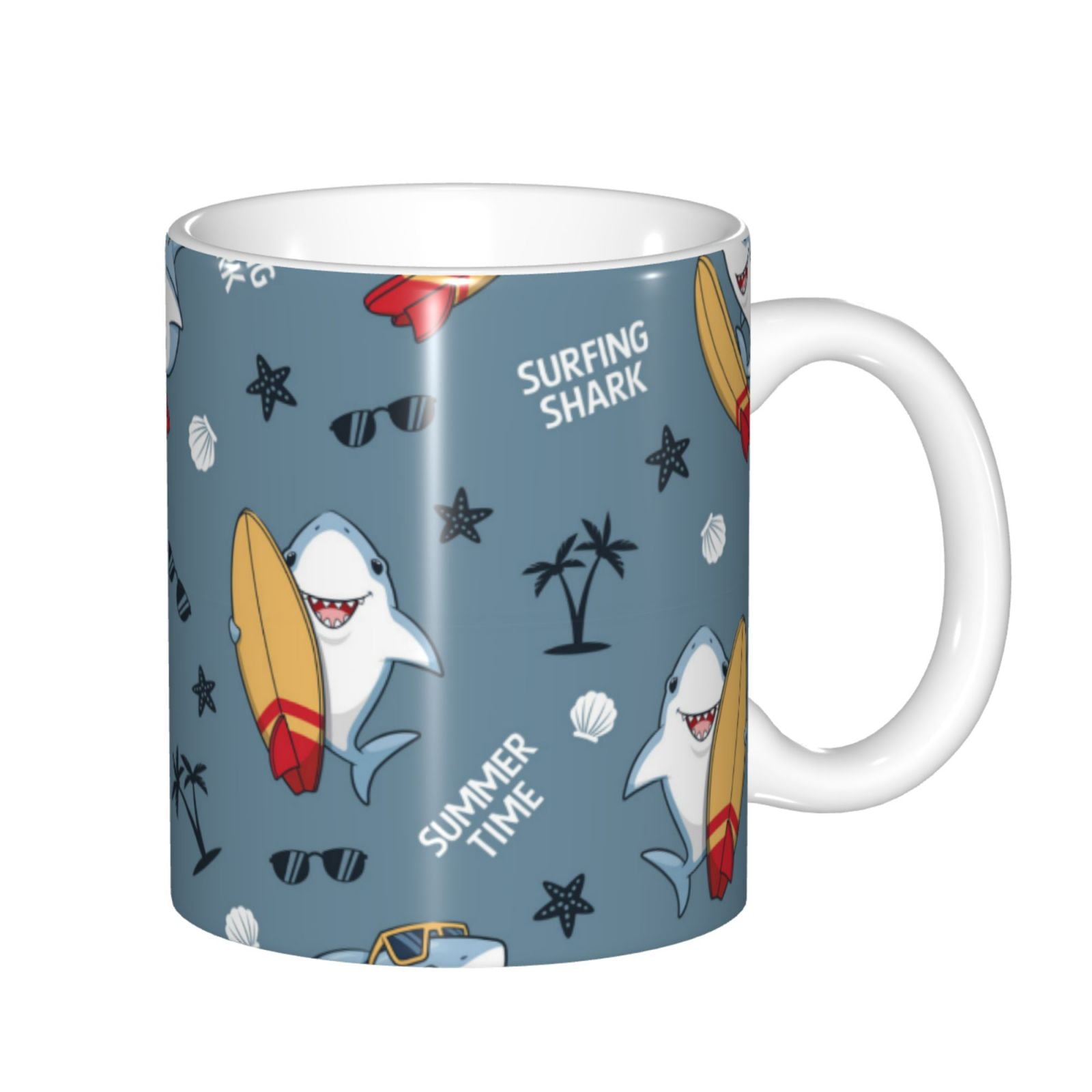 Yiaed Surf Shark Print Ceramics Coffee,Large Handle Design,Extra Large ...