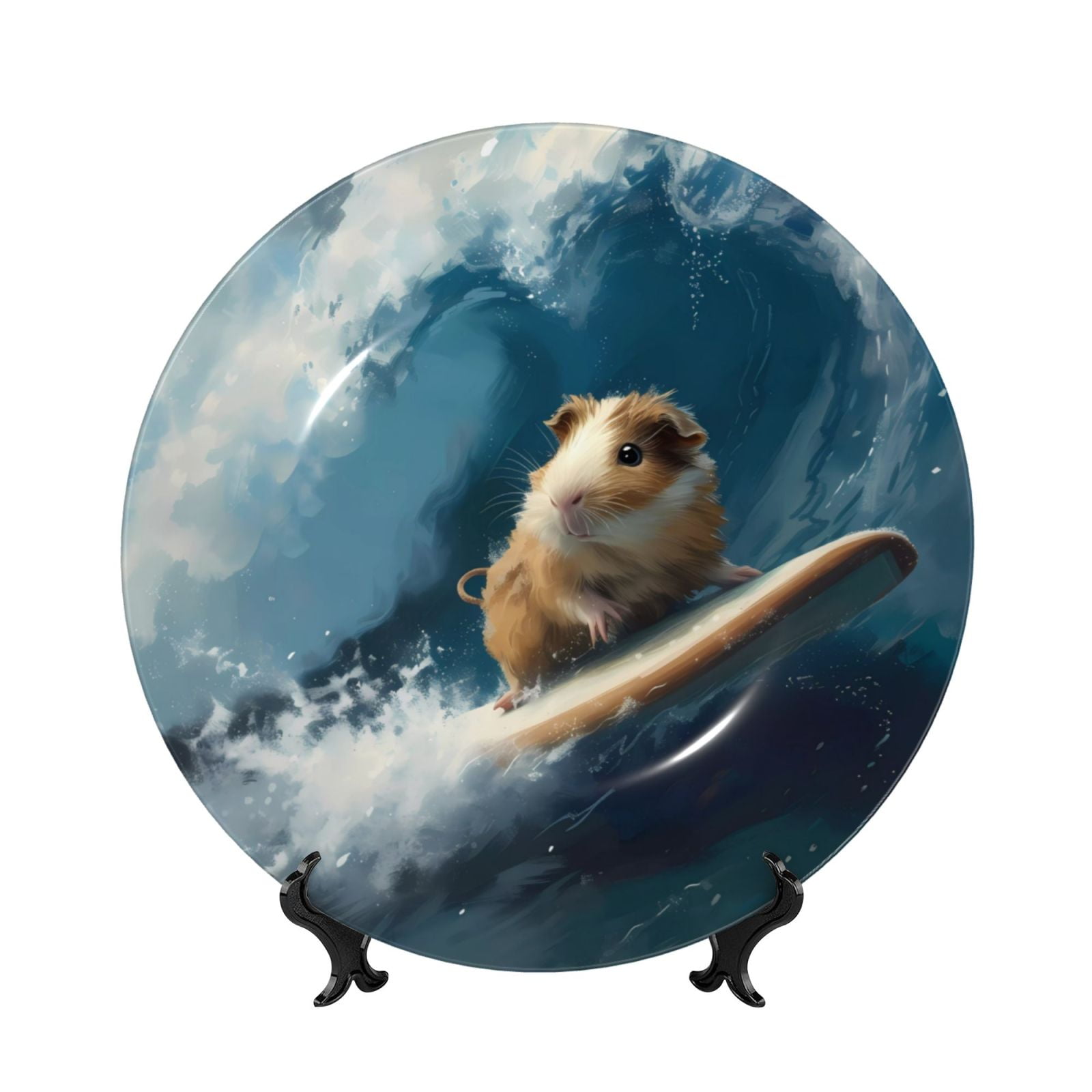 Yiaed Surfing Guinea Pig Print Bone China Decorative Plate Ceramic ...