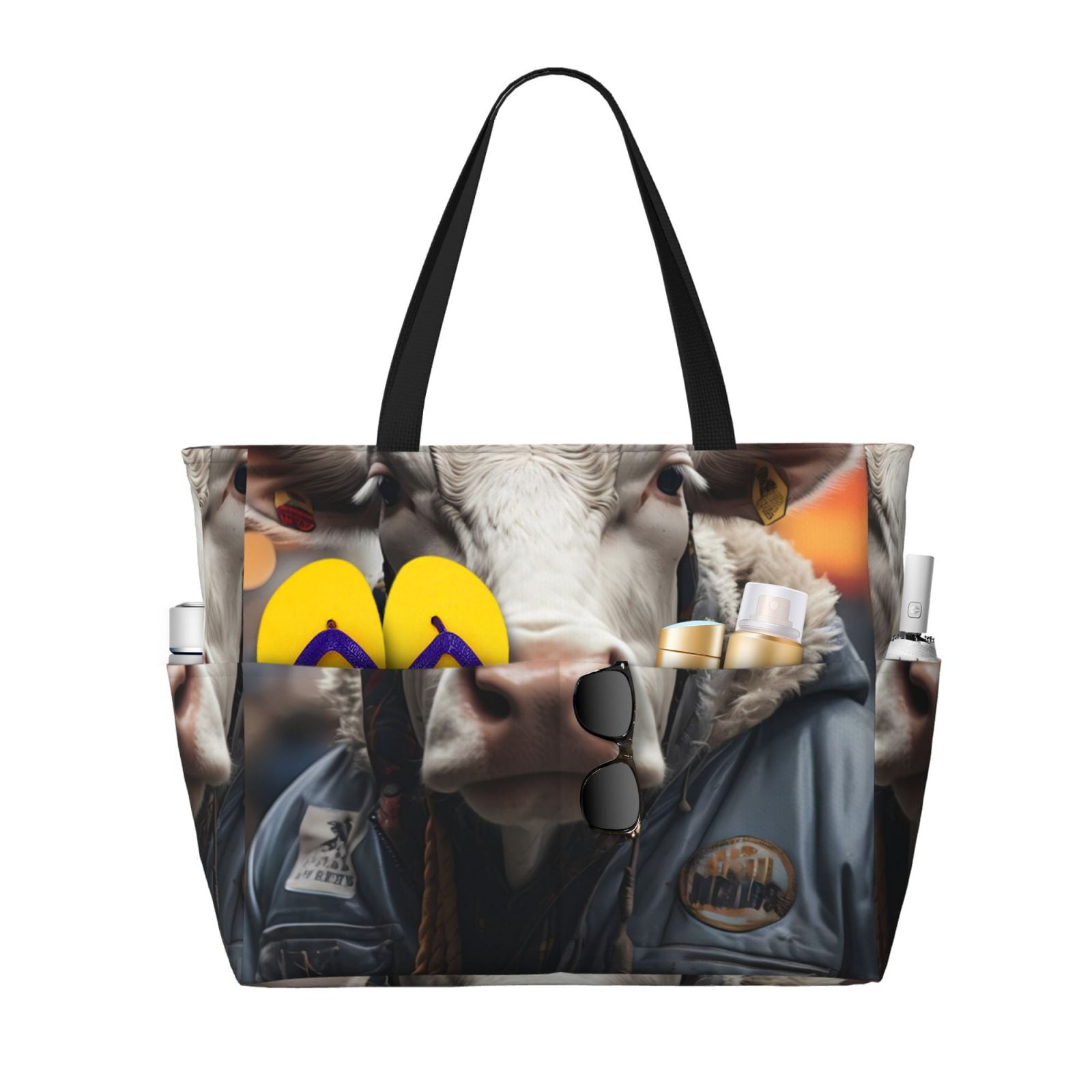 Yiaed Surrealist Cow Print Large Capacity Beach Travel Bag - Waterproof ...