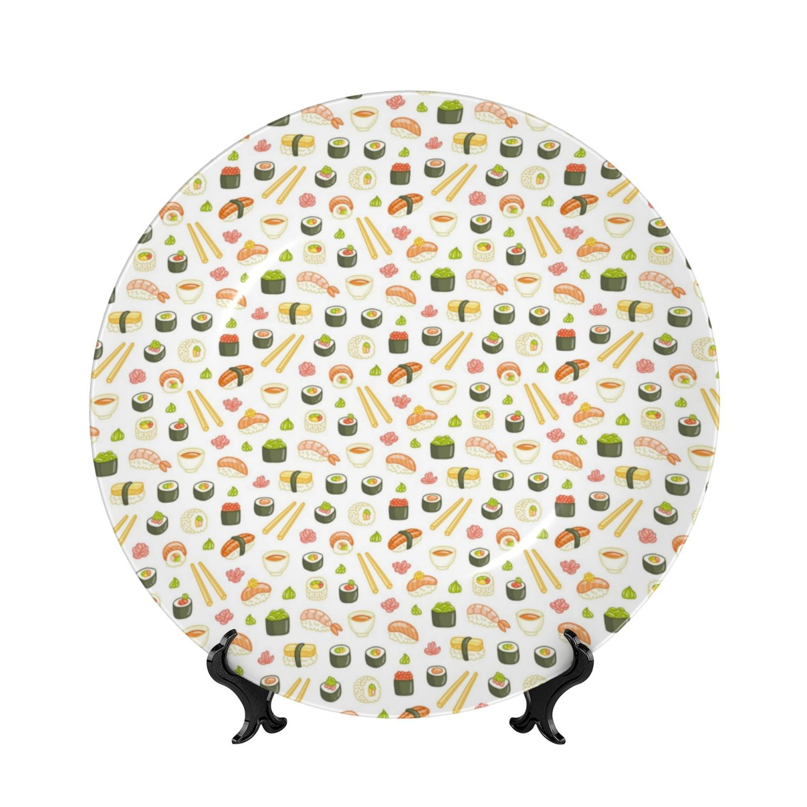 Yiaed Sushi and Rolls Print Bone China Decorative Plate Ceramic Dinner ...