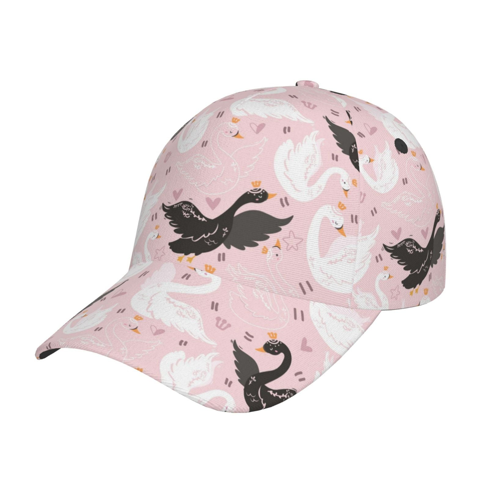 Yiaed Swan And Flowers2 Print Cap Adjustable Size for Running Workouts ...