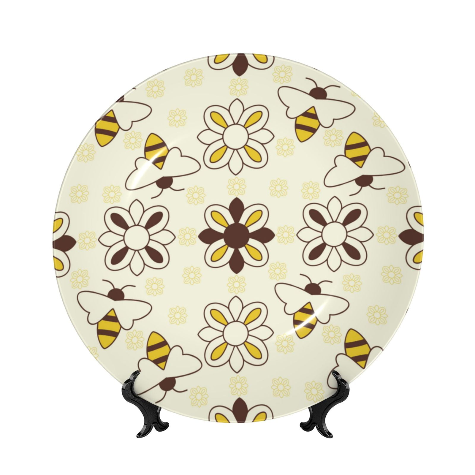 Yiaed Sweet Bee Print Bone China Decorative Plate Ceramic Dinner Plates ...