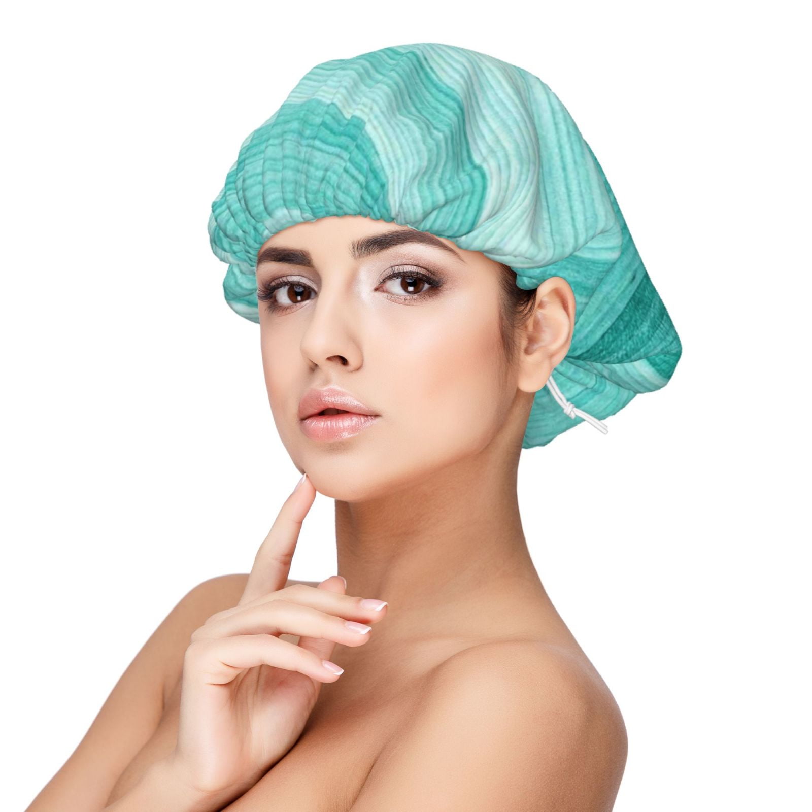 Yiaed Teal Turquoise Print Satin Bonnet Silk Bonnet Hair Bonnet for ...