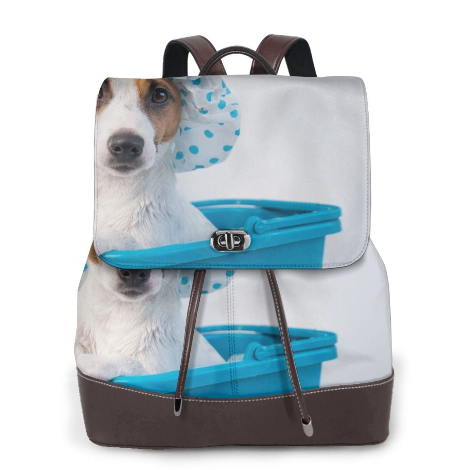 Yiaed Terrier Takes A Bath With Shower Cap Print Laptop Backpack for ...