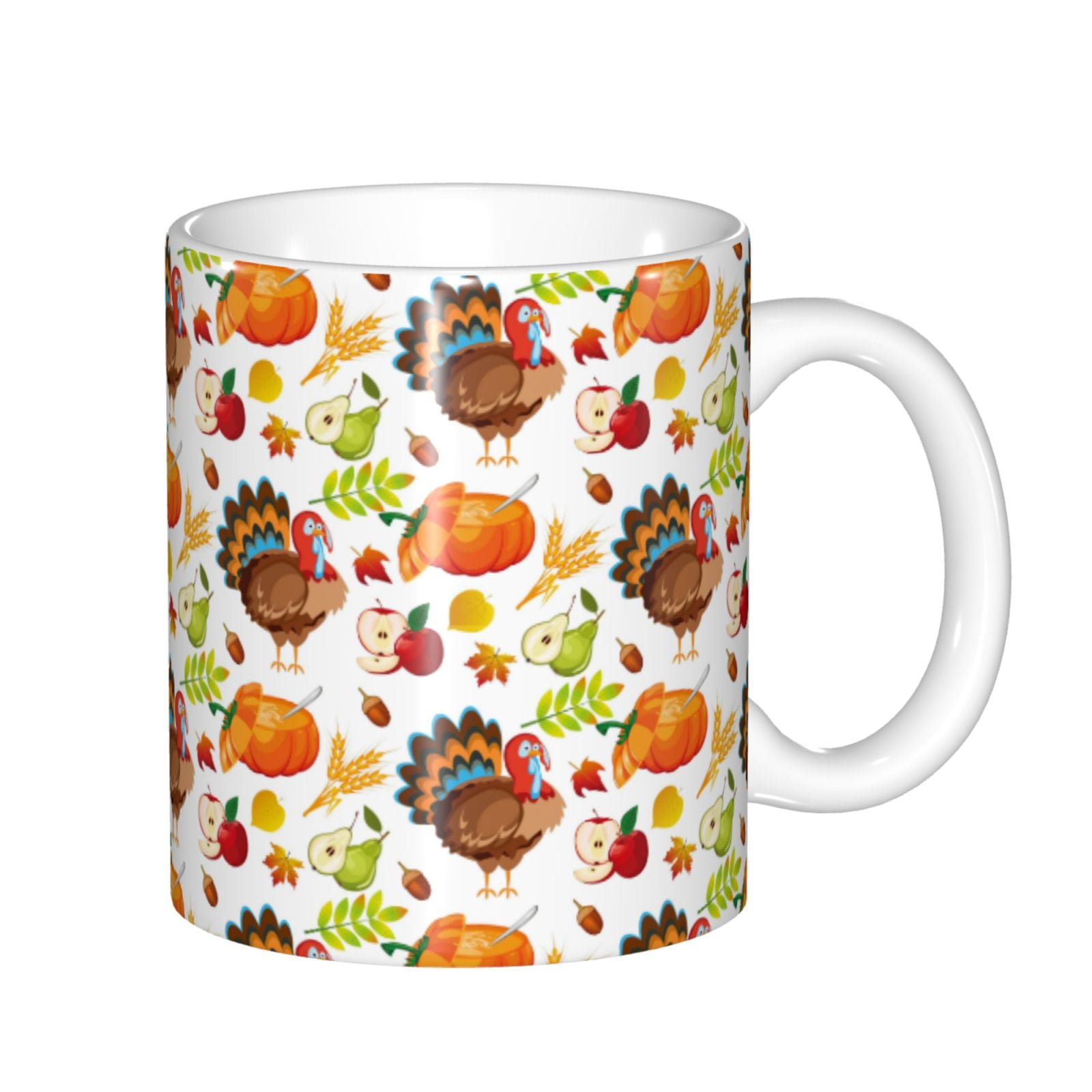 Yiaed Holiday Thanksgiving Turkey Print Ceramics Coffee,Large Handle ...