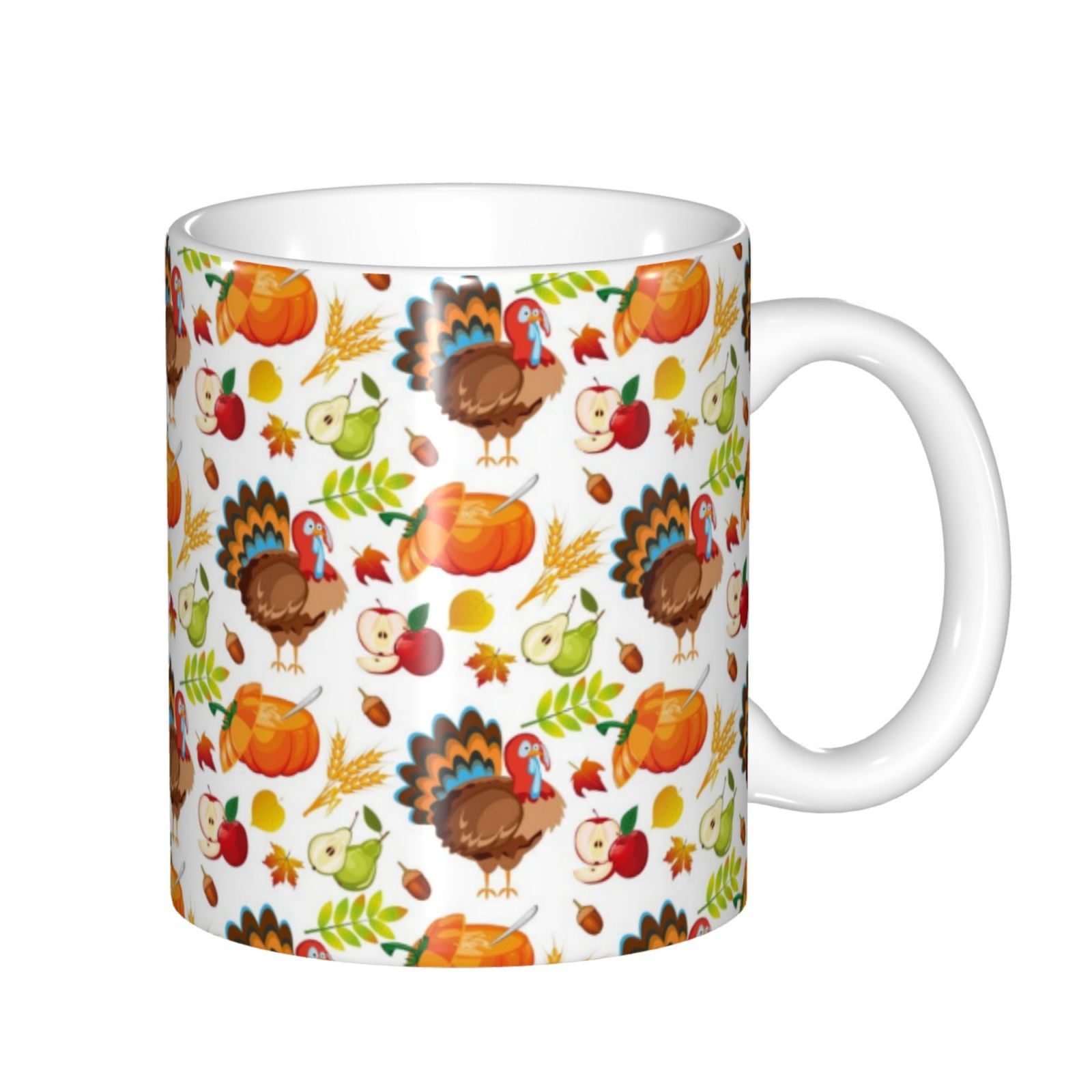 Yiaed Thanksgiving Turkey Print Ceramics Coffee,Large Handle Design ...
