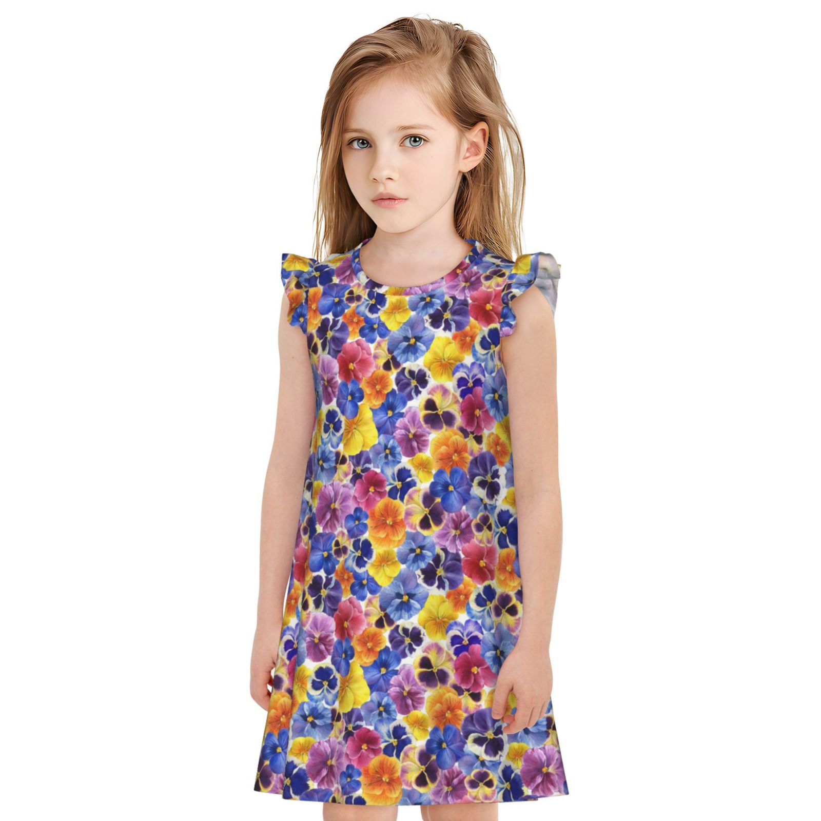 Yiaed The Garden Tricolor Pansy Flower Print Girls Nightgowns, Princess ...