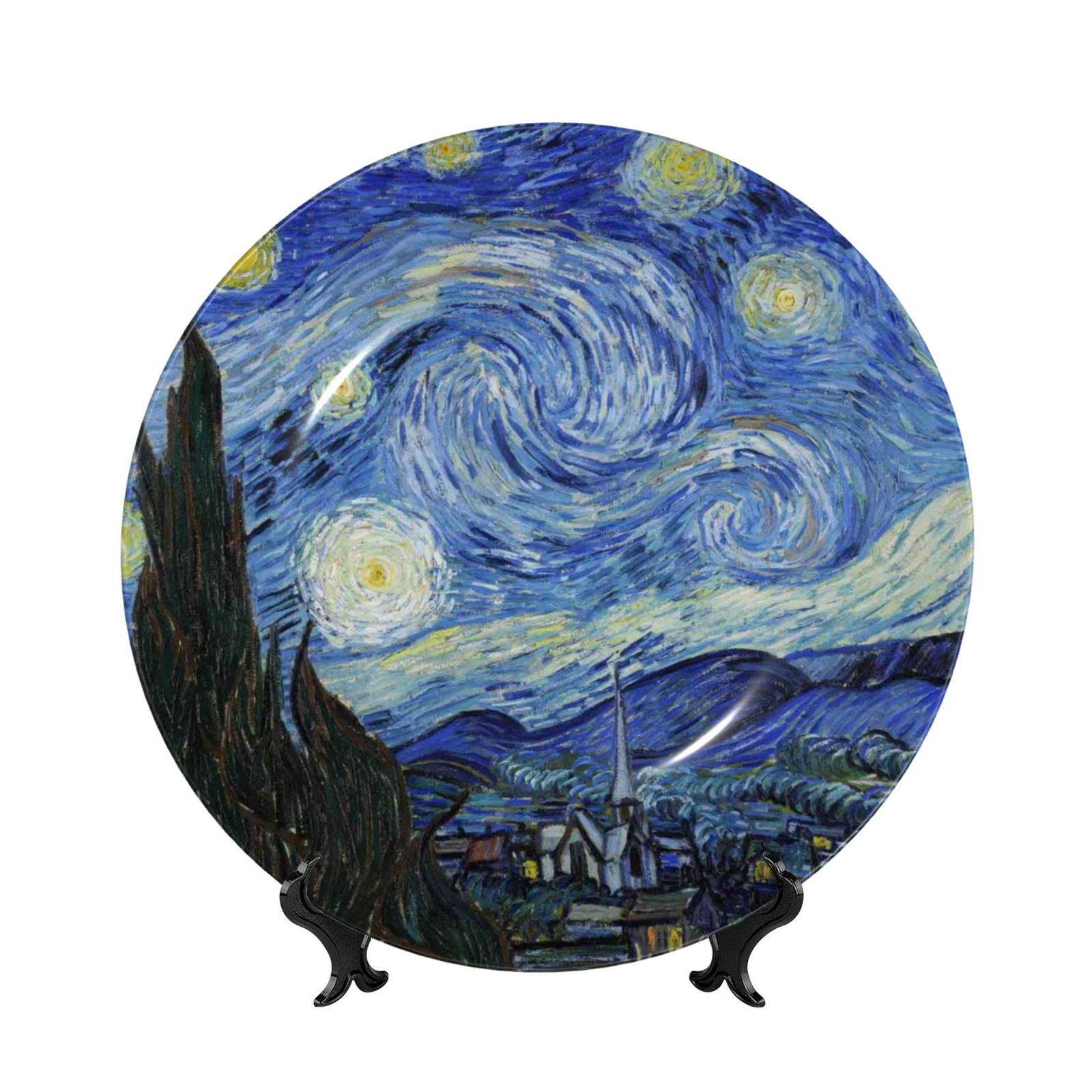 Yiaed The Starry Night Print Bone China Decorative Plate Ceramic Dinner ...