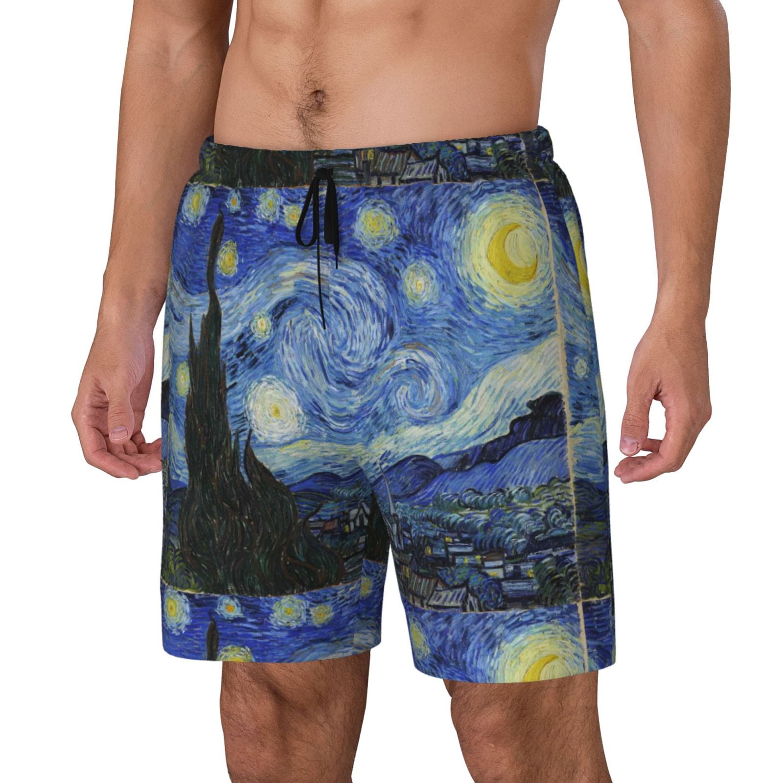 Yiaed The Starry Night Print Mens Swim Trunks Bathing Suit Compression ...