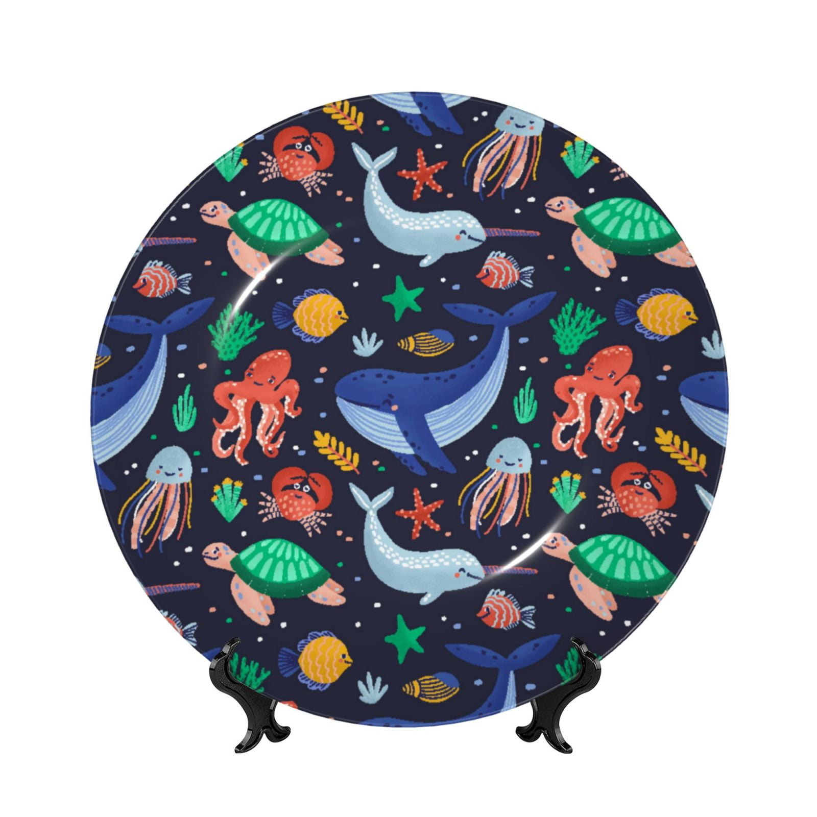 Yiaed The Underwater World Print Bone China Decorative Plate Ceramic ...