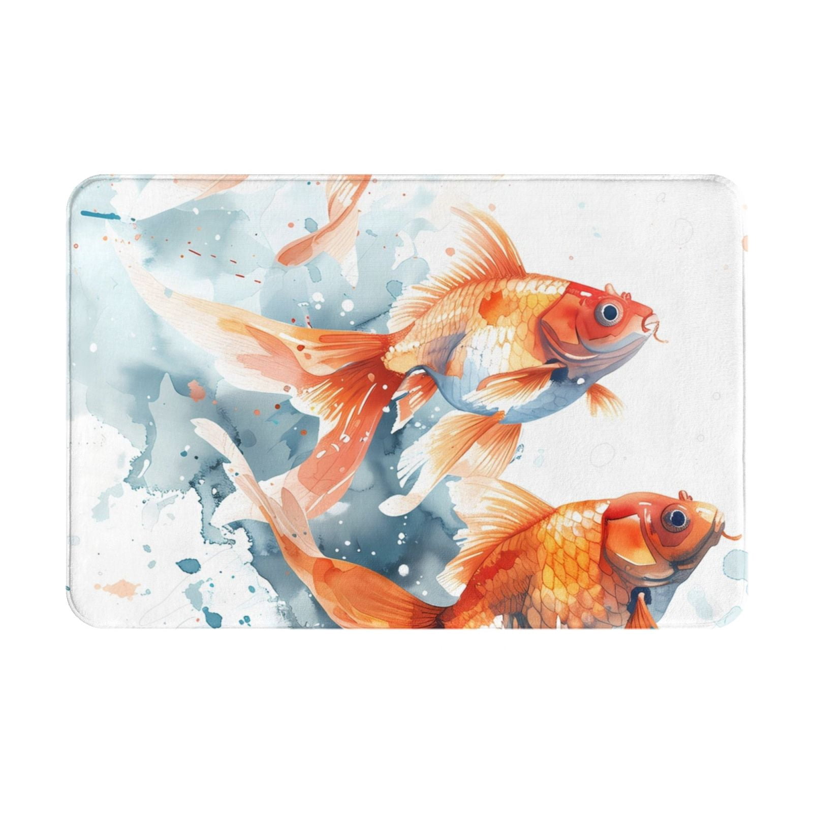 Yiaed Three Goldfish Watercolor Splash Print Flannel Doormat Mat ...