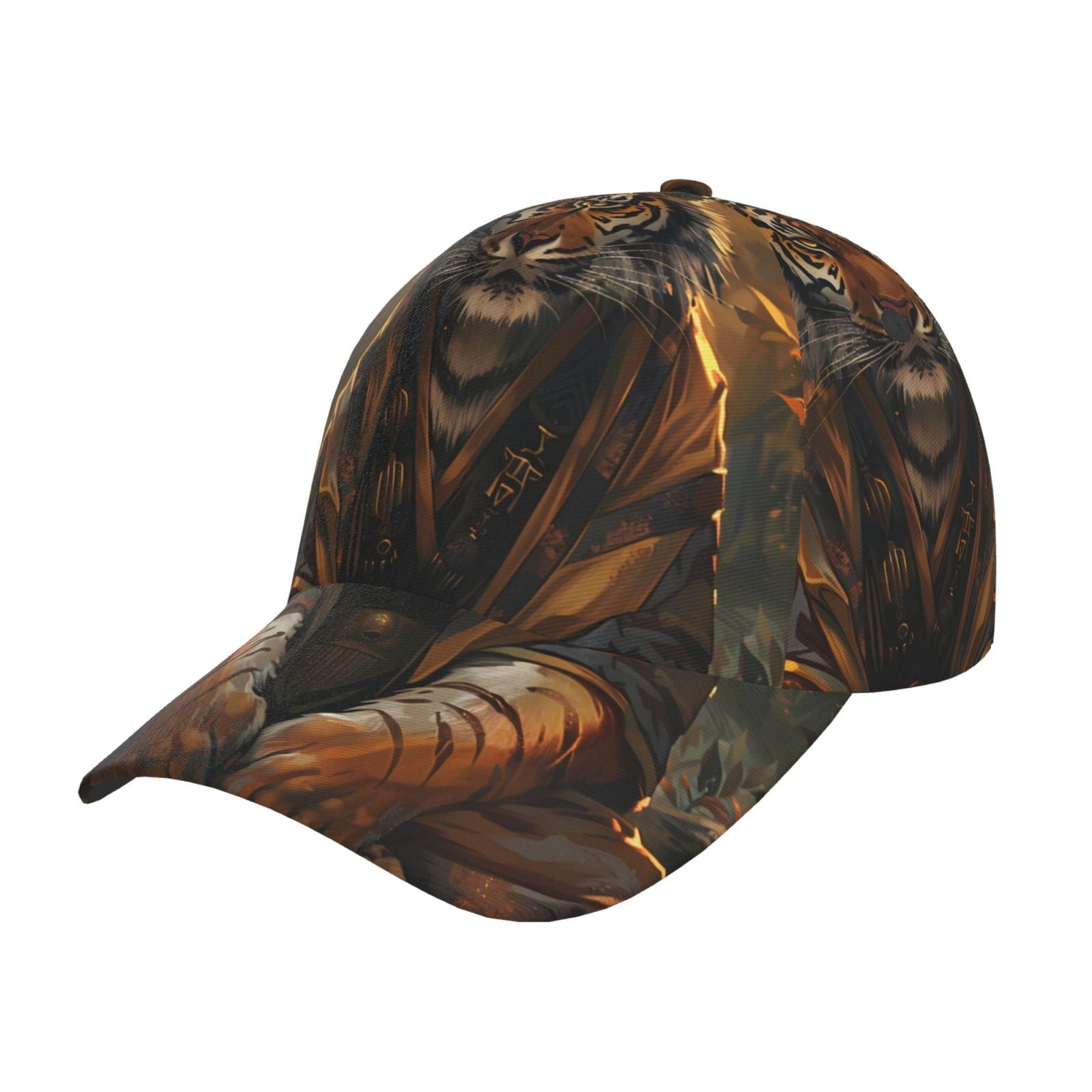 Yiaed Tiger In The Fallen Leaf Forest Print Cap Adjustable Size for ...