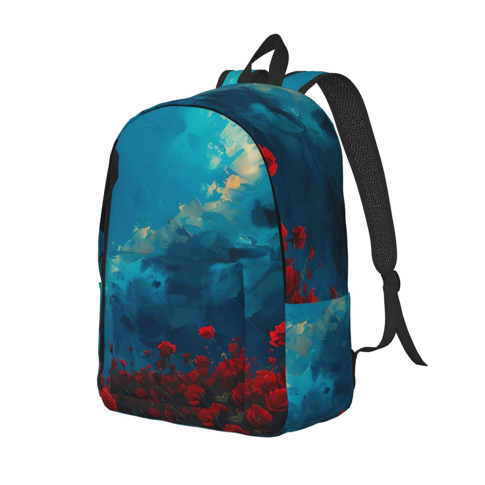 Yiaed Tower And Red Roses Print Laptop Backpack Travel Canvas Backpack ...