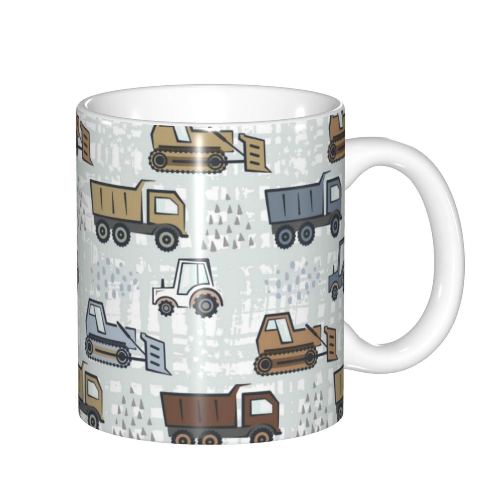 Yiaed Tractor and Dumper Print Ceramics Coffee,Large Handle Design ...