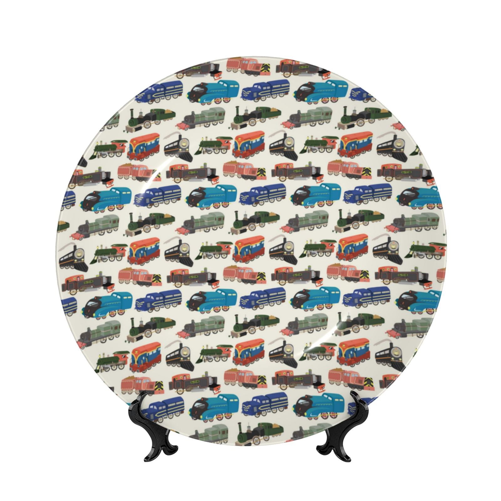 Yiaed Train Print Bone China Decorative Plate Ceramic Dinner Plates Art ...