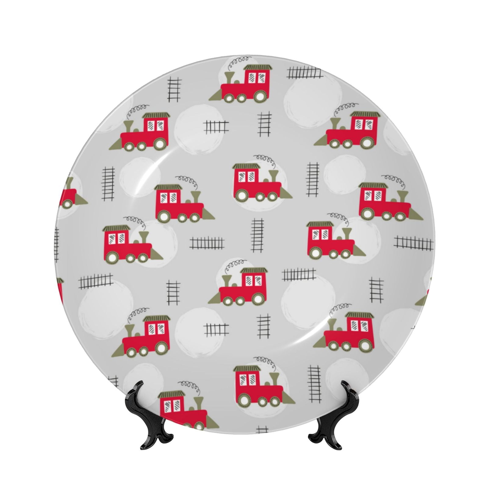 Yiaed Trains Print Bone China Decorative Plate Ceramic Dinner Plates ...