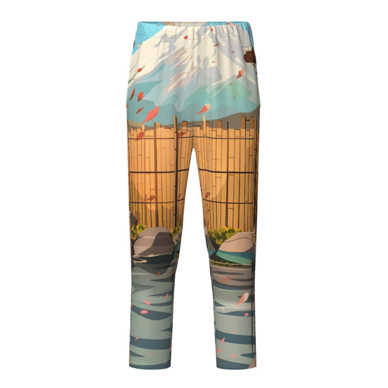 Yiaed Tranquil Garden Landscape Print Teenagers' Lounge Pants, Loose PJ Bottoms, Long Pajama ...