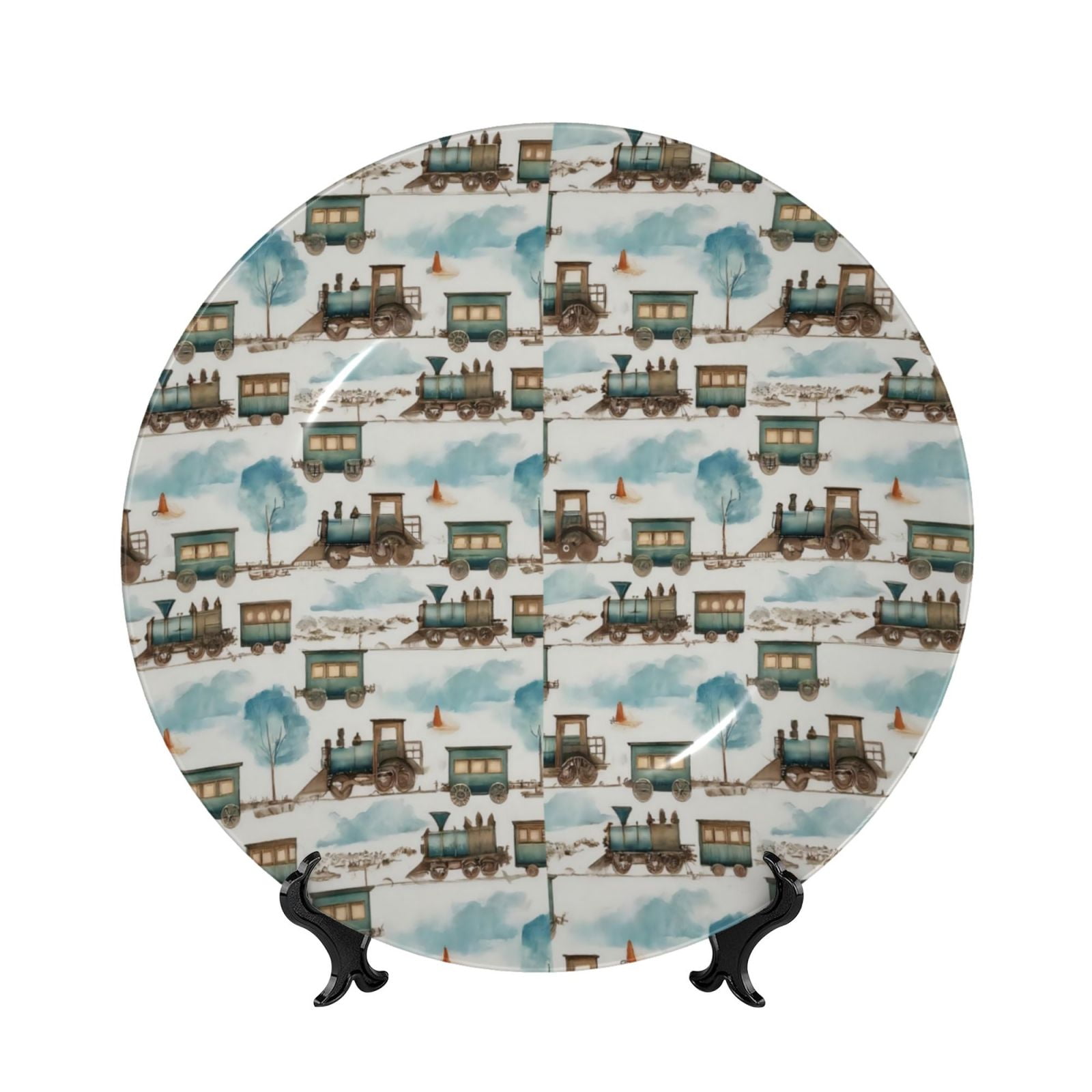 Yiaed Transport Train Print Bone China Decorative Plate Ceramic Dinner ...