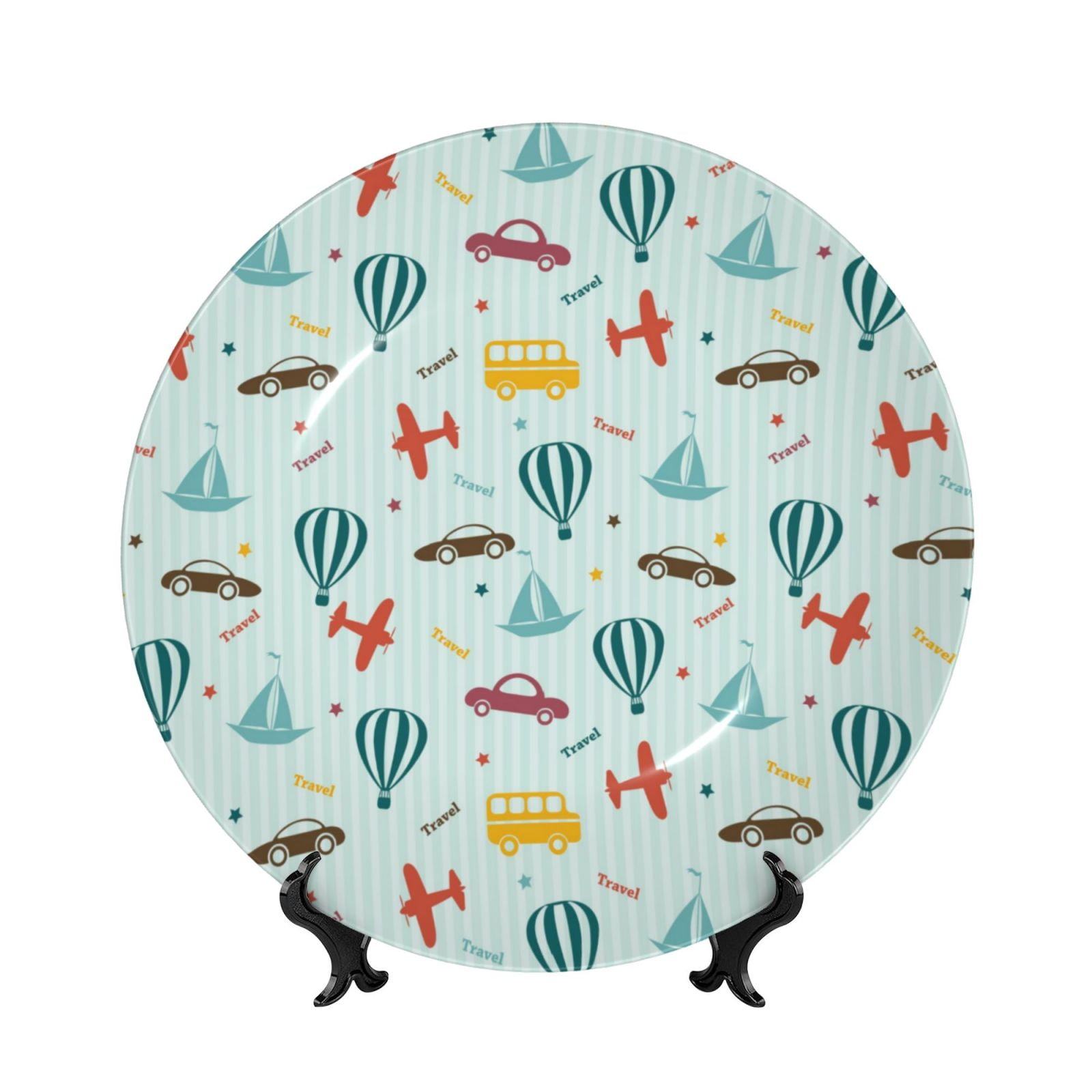 Yiaed Transport Travel Print Bone China Decorative Plate Ceramic Dinner ...