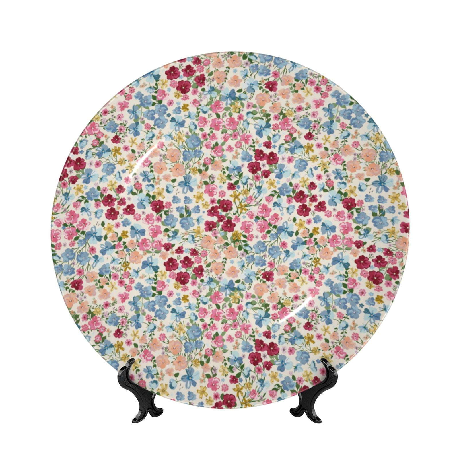 Yiaed Trendy Floral Design Print Bone China Decorative Plate Ceramic ...