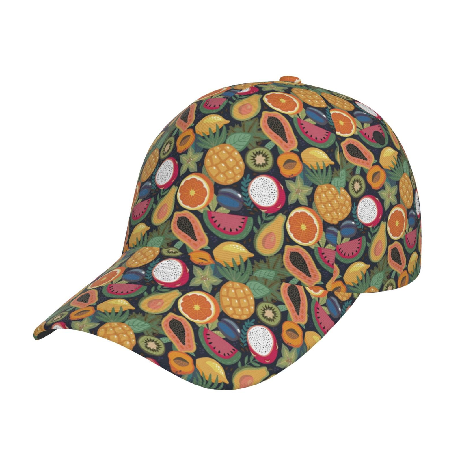 Yiaed Tropical Fruits Print Cap Adjustable Size for Running Workouts ...