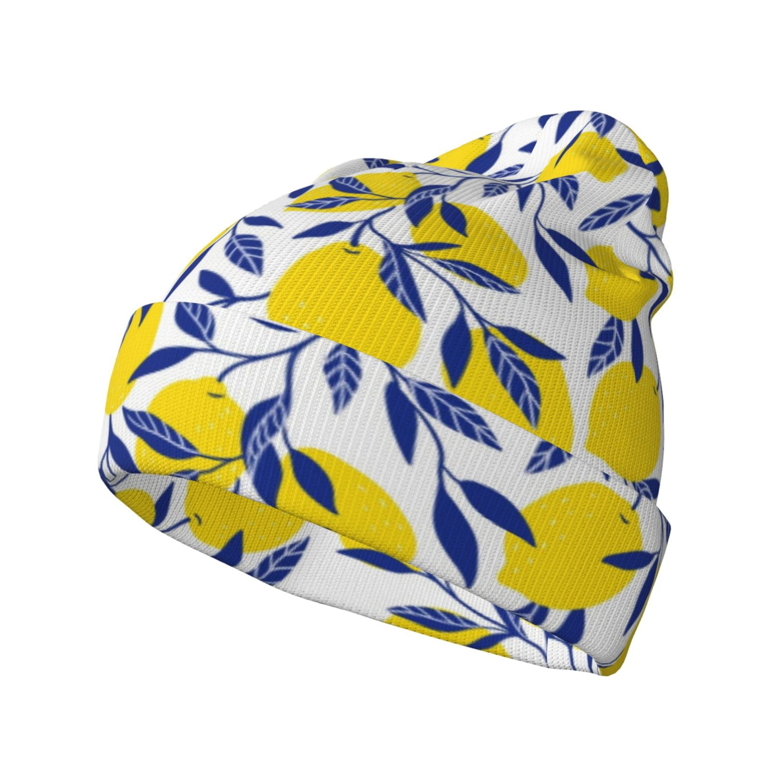 Yiaed Tropical Lemon Print Winter Beanie for Men Women, Fleece Lined ...