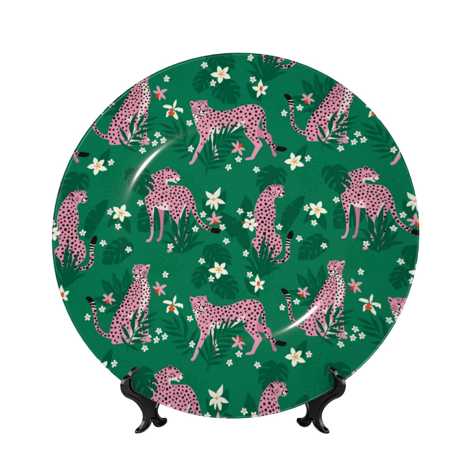 Yiaed Tropical Leopard Print Bone China Decorative Plate Ceramic Dinner ...