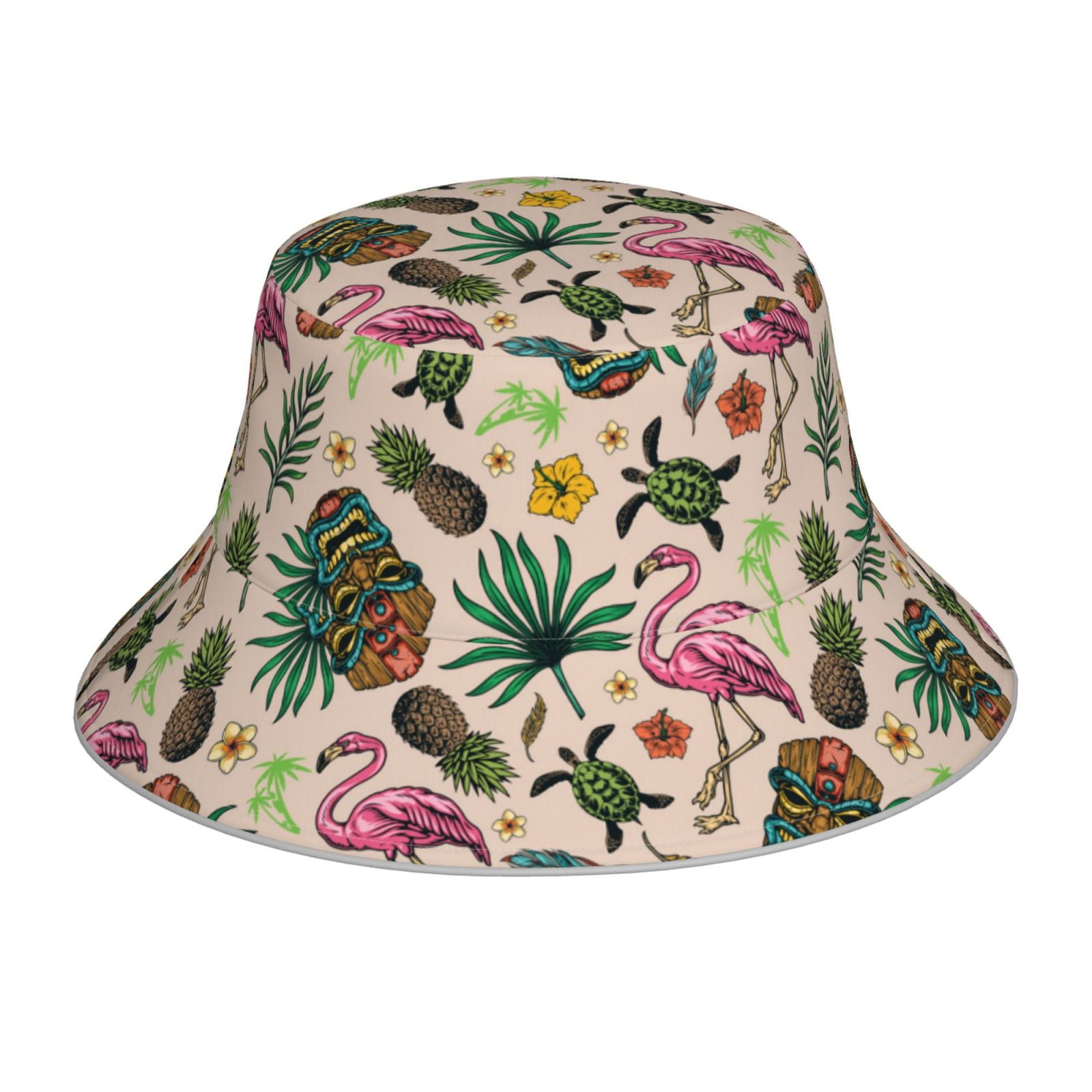 Yiaed Tropical Mask Flamingo Print Reflective Stripe Bucket Hat Unisex ...