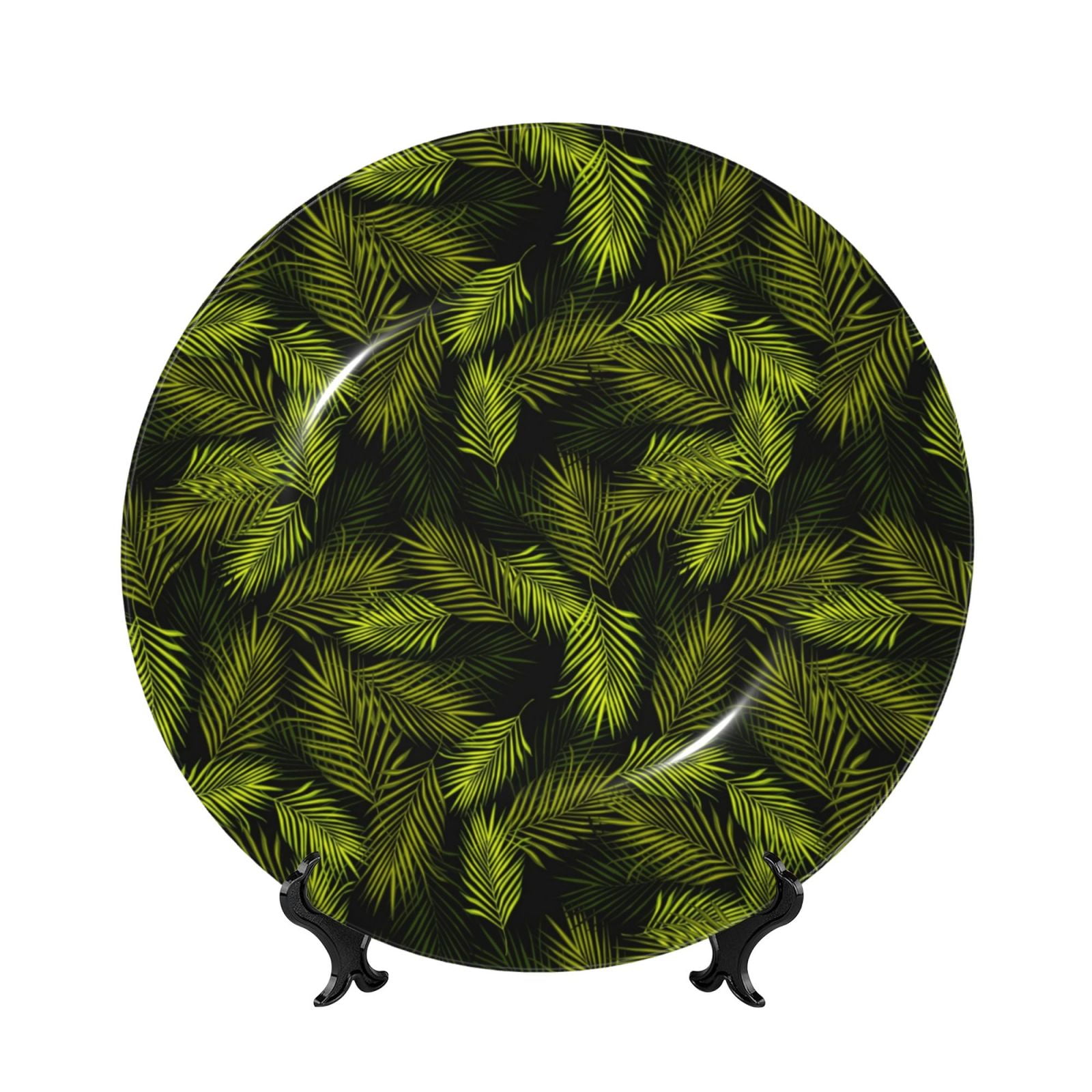 Yiaed Tropical Palm Leaves Fern Leaf Print Bone China Decorative Plate ...
