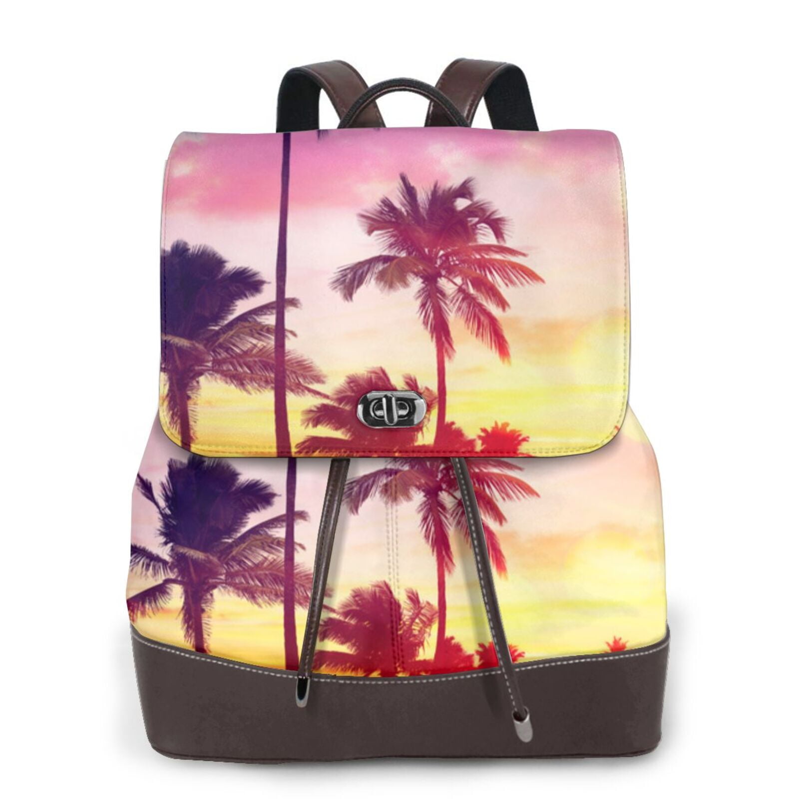 Yiaed Tropical Palm Tree at Sunset Print Laptop Backpack for Women Slim ...
