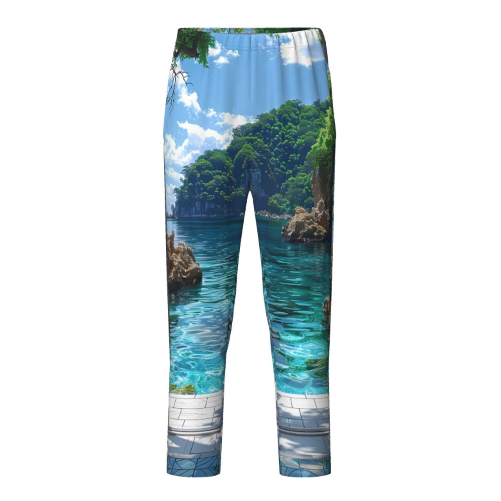 Yiaed Tropical Paradise Window View Print Teenagers' Lounge Pants ...