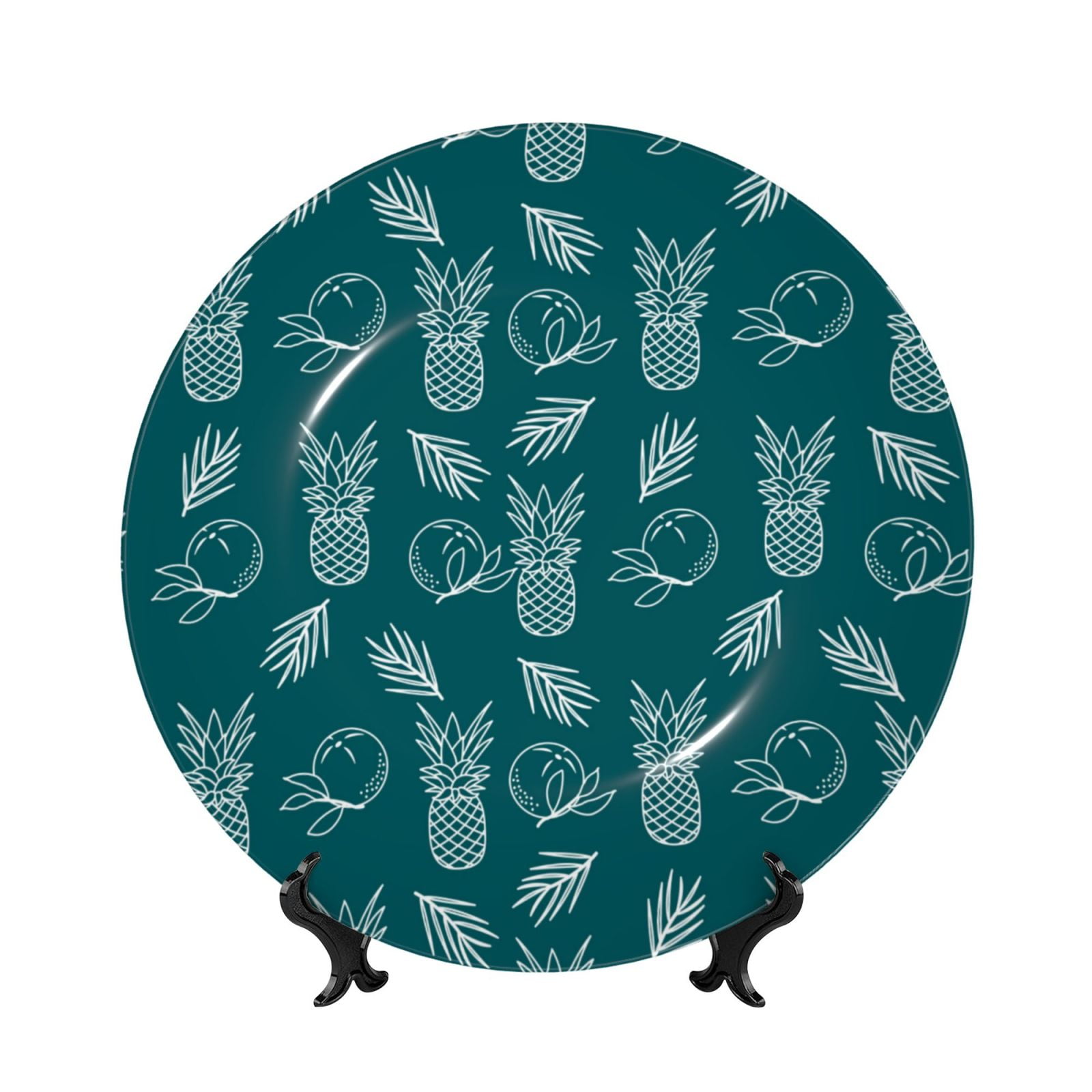 Yiaed Tropical Pineapple Print Bone China Decorative Plate Ceramic ...