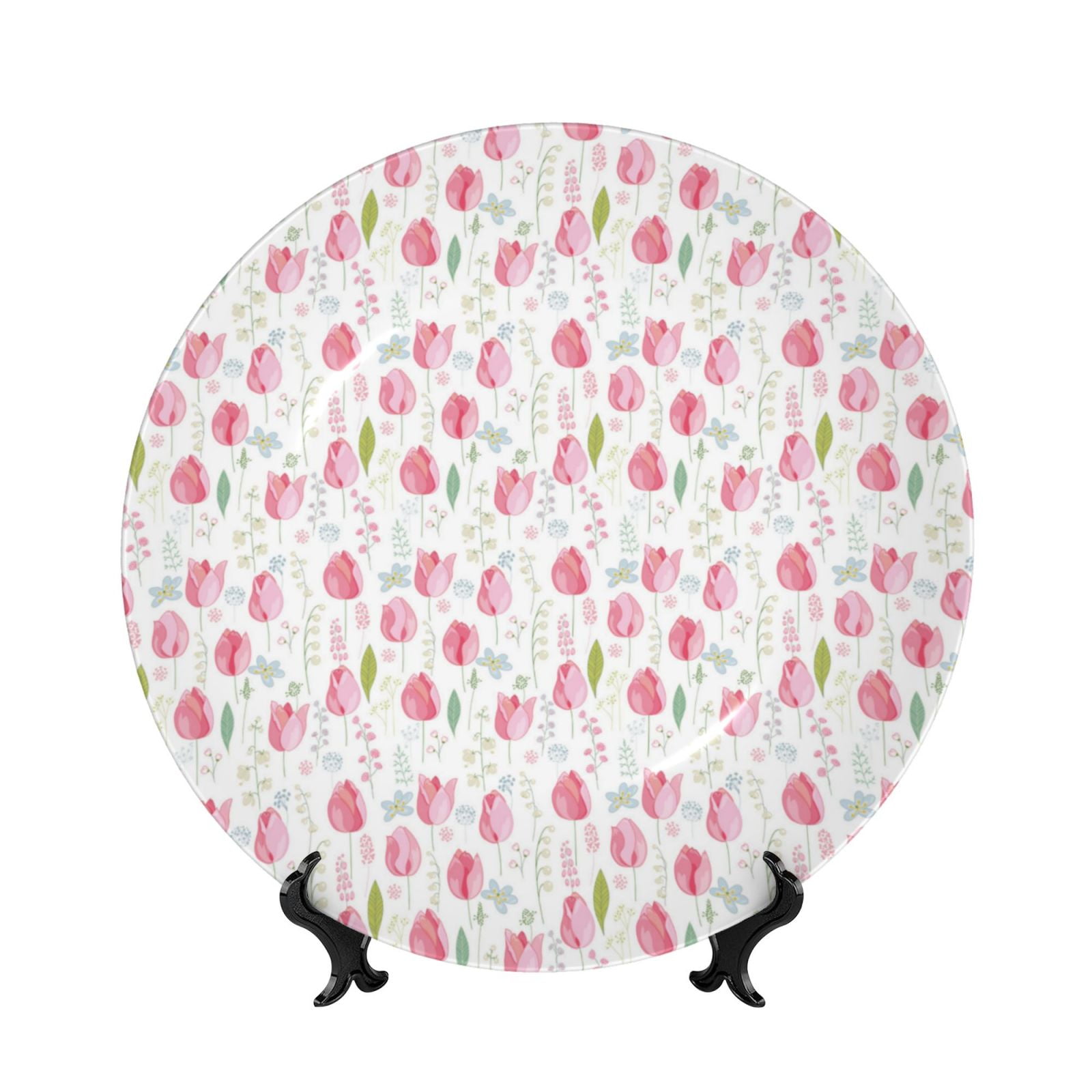 Yiaed Tulips Flowers Print Bone China Decorative Plate Ceramic Dinner ...