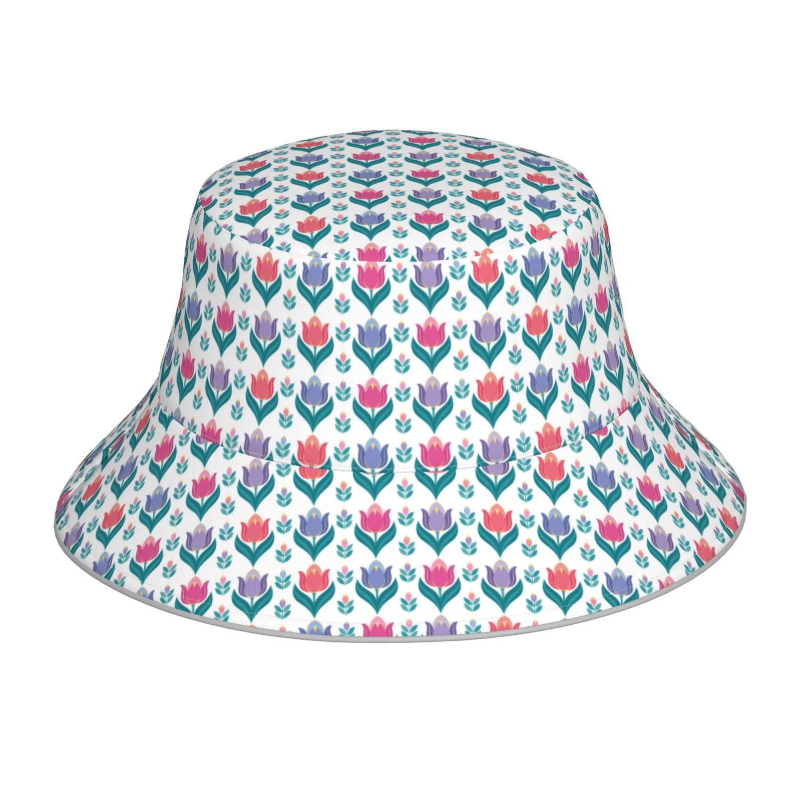 Yiaed Tulips Flowers Print Reflective Stripe Bucket Hat Unisex Funny ...