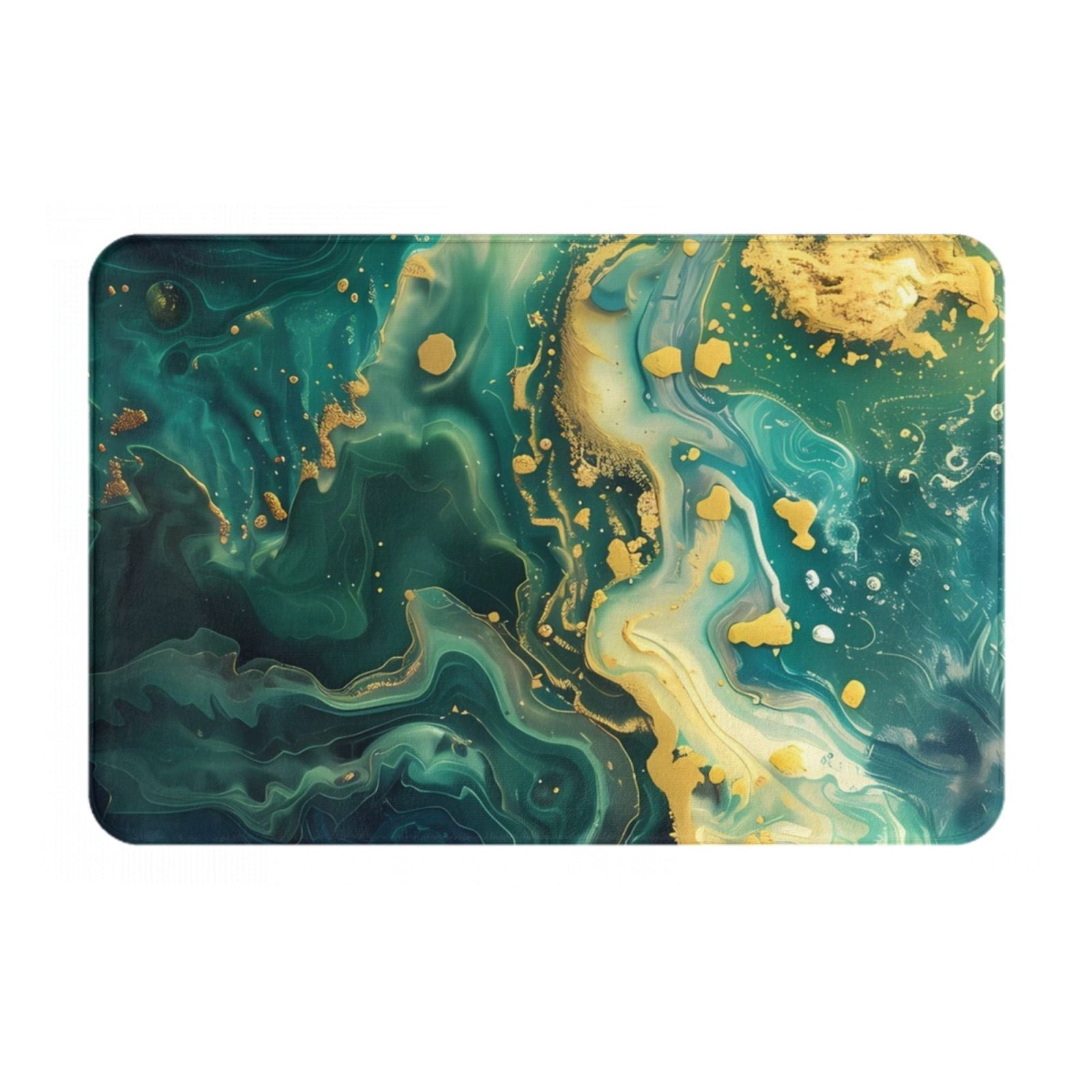 Yiaed Turquoise Golden Swirl Print Flannel Doormat Mat Outdoor Indoor ...