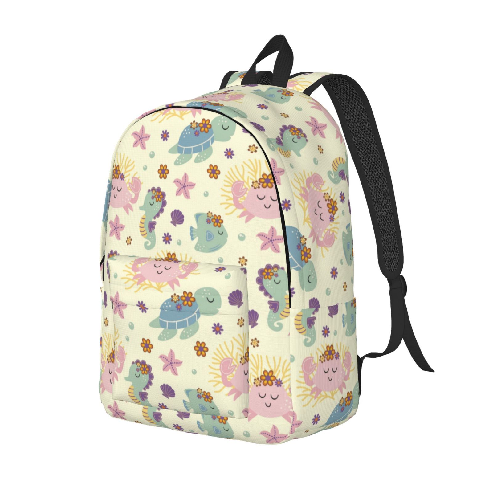 Yiaed Turtle Crab Sea Horse Print Print Laptop Backpack Travel Canvas ...