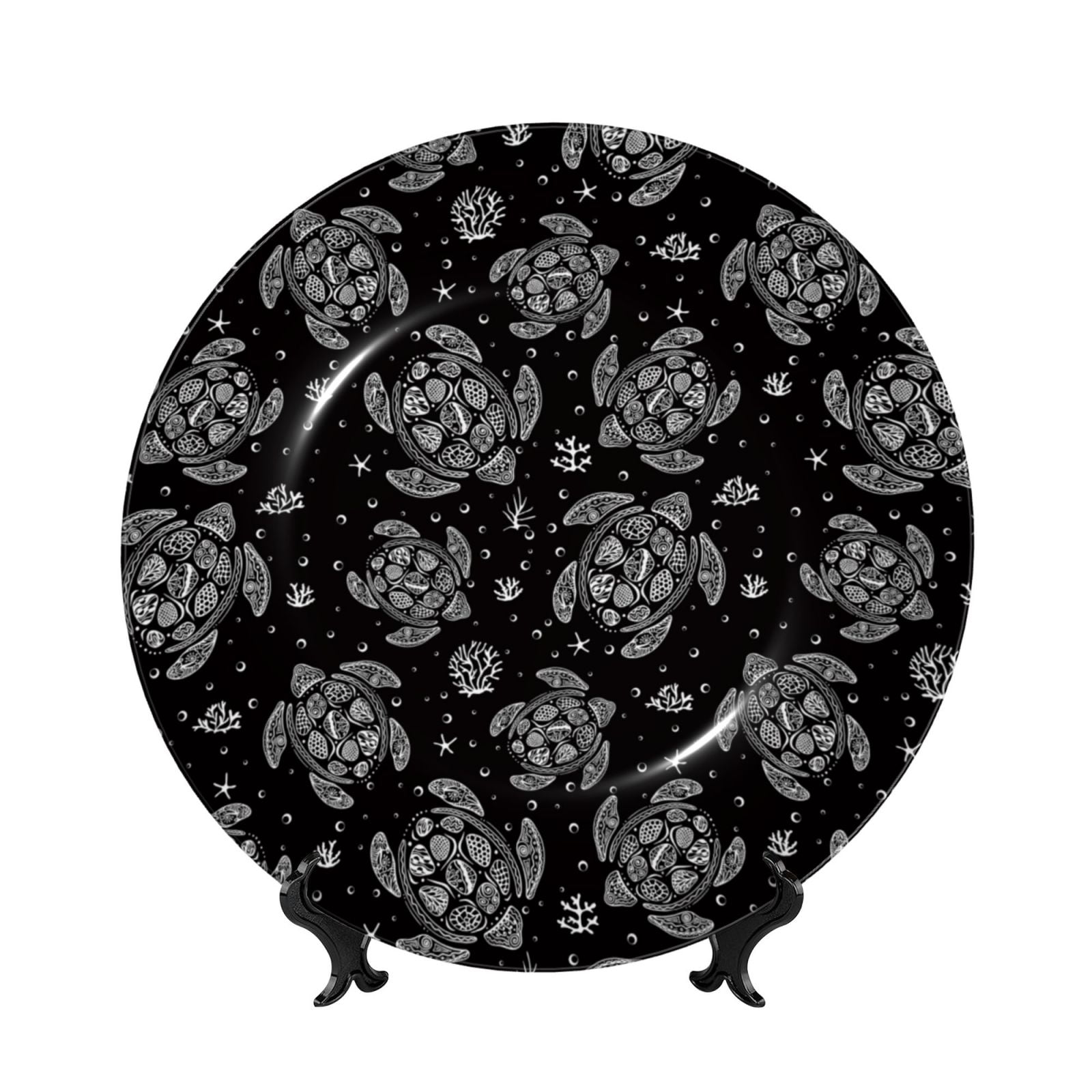 Yiaed Turtle Print Bone China Decorative Plate Ceramic Dinner Plates ...